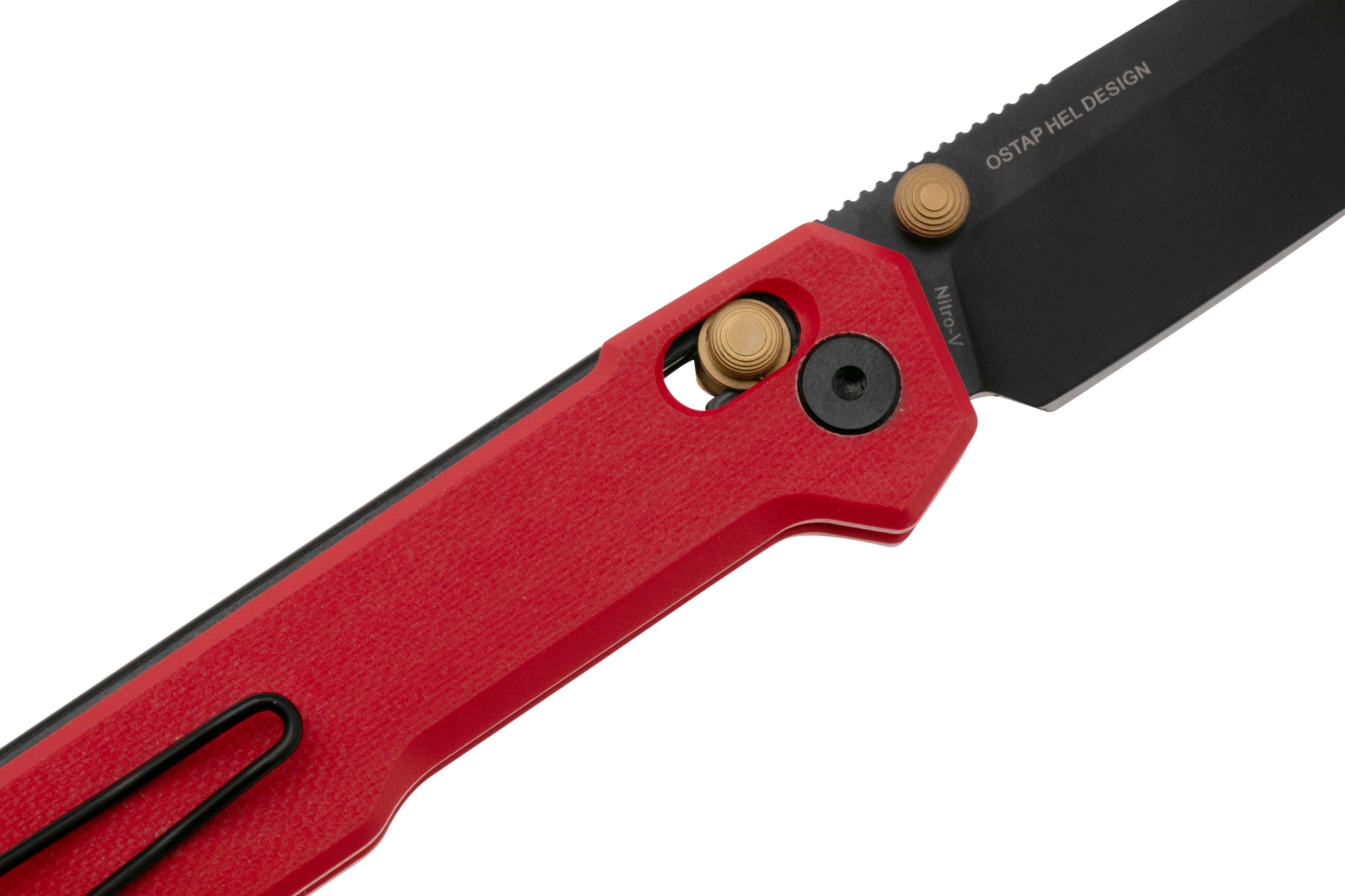 Real Steel Perix 7121BR Black Nitro-V, Red G10 pocket knife, Ostap Hel ...