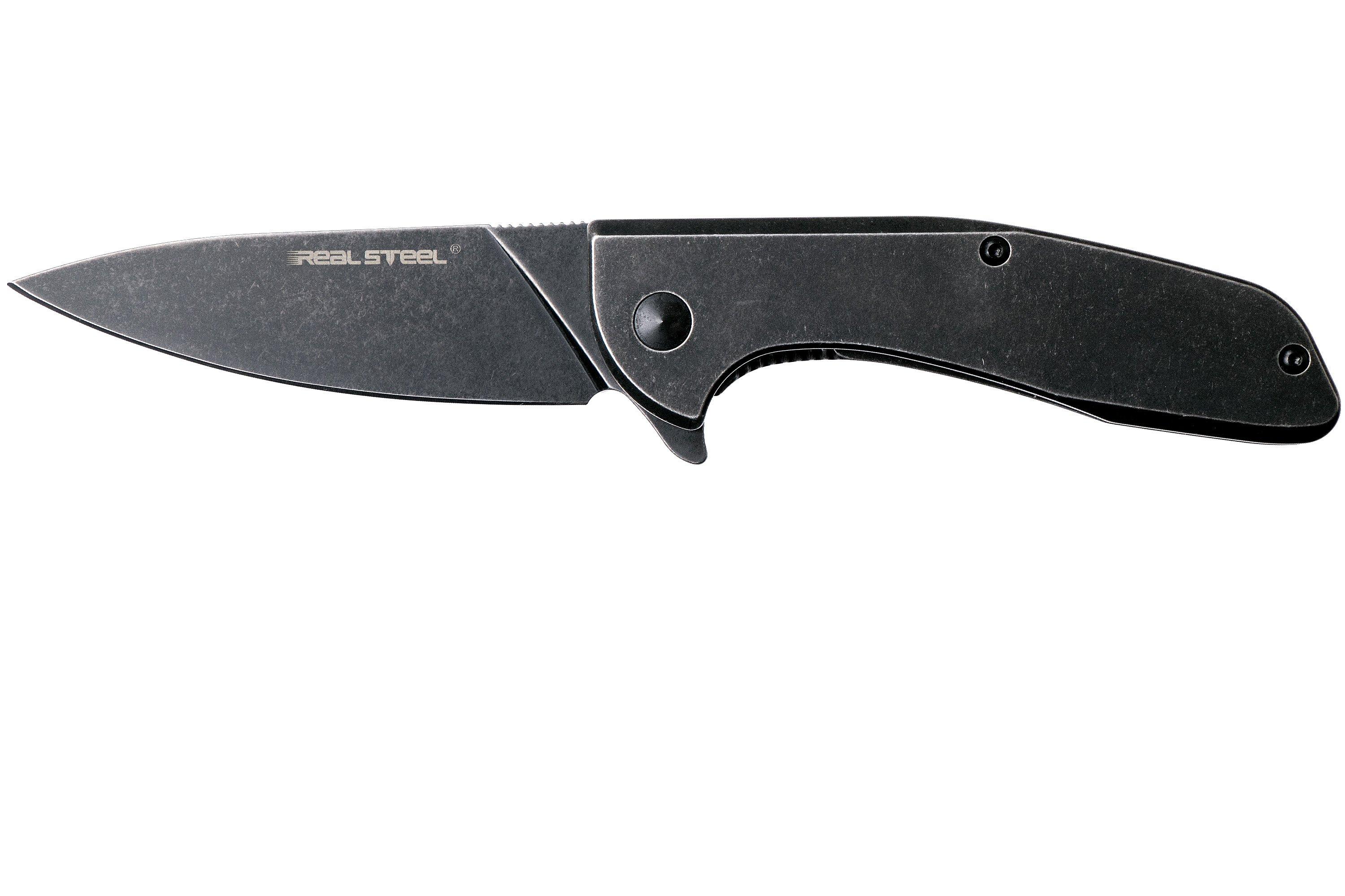 Real Steel E571 Black Stonewashed 7132 pocket knife | Advantageously ...