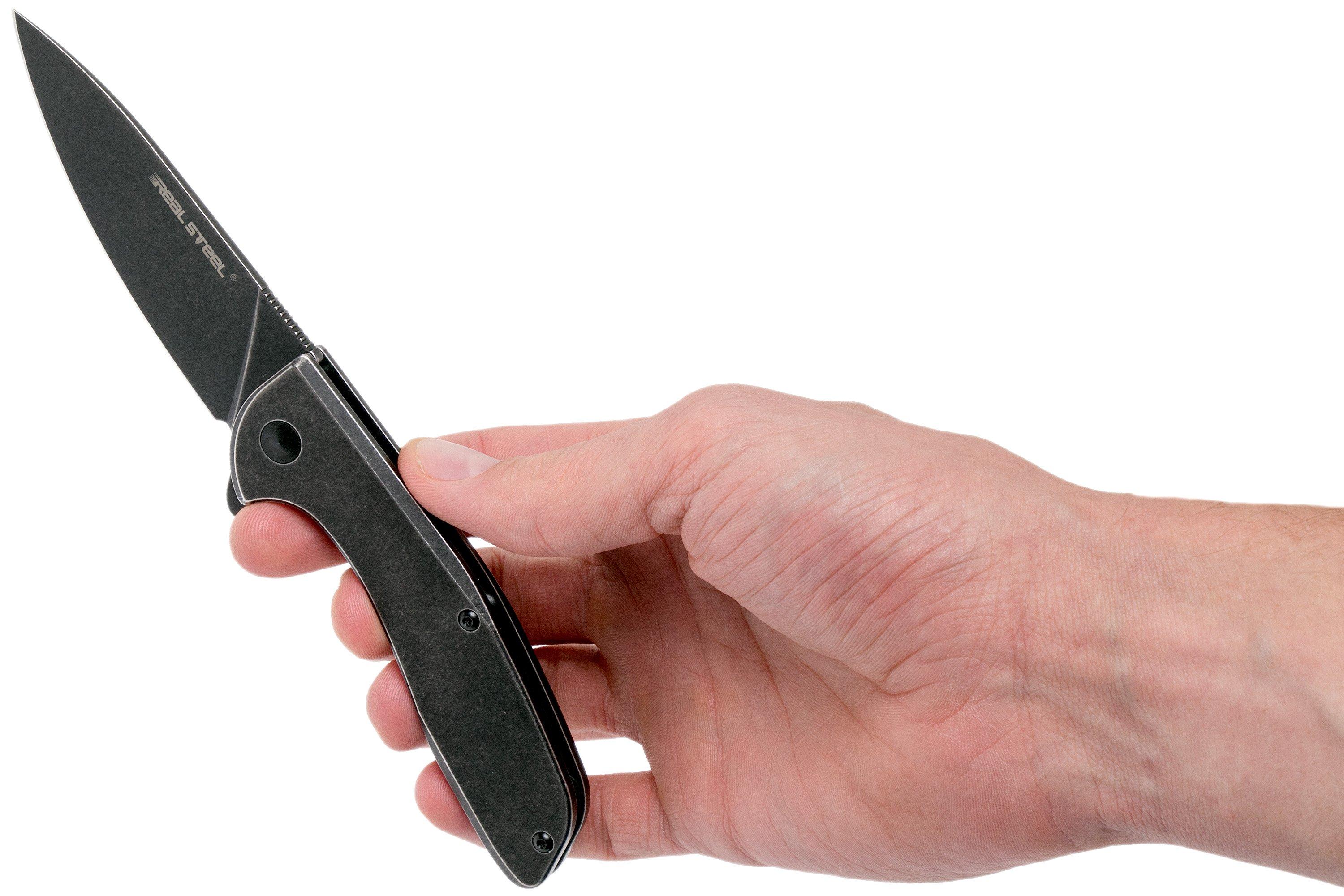 Real Steel E571 Black Stonewashed 7132 pocket knife | Advantageously ...