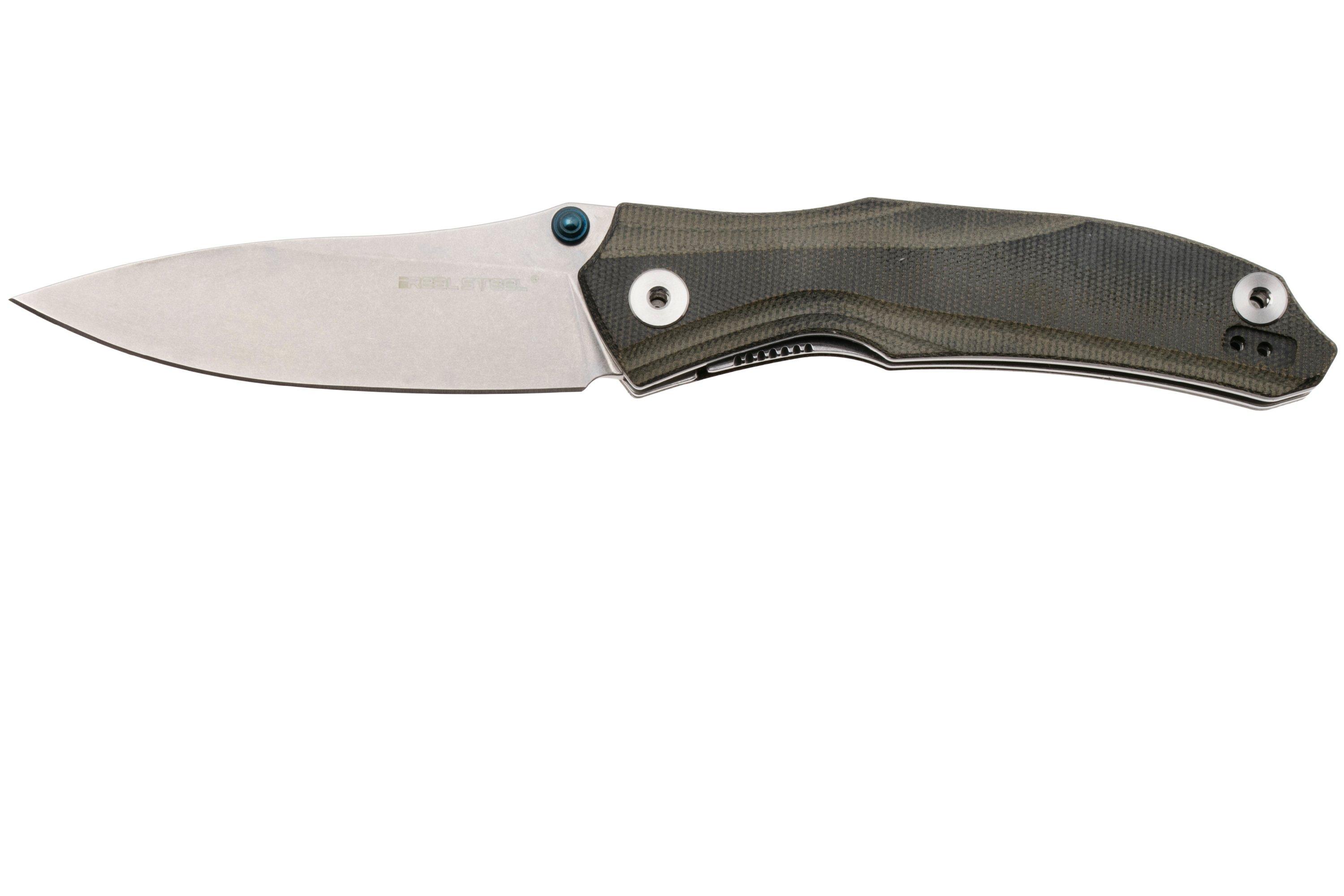 Real Steel Horus E802 Stonewashed 14C28N, Grey Micarta, pocket knife ...