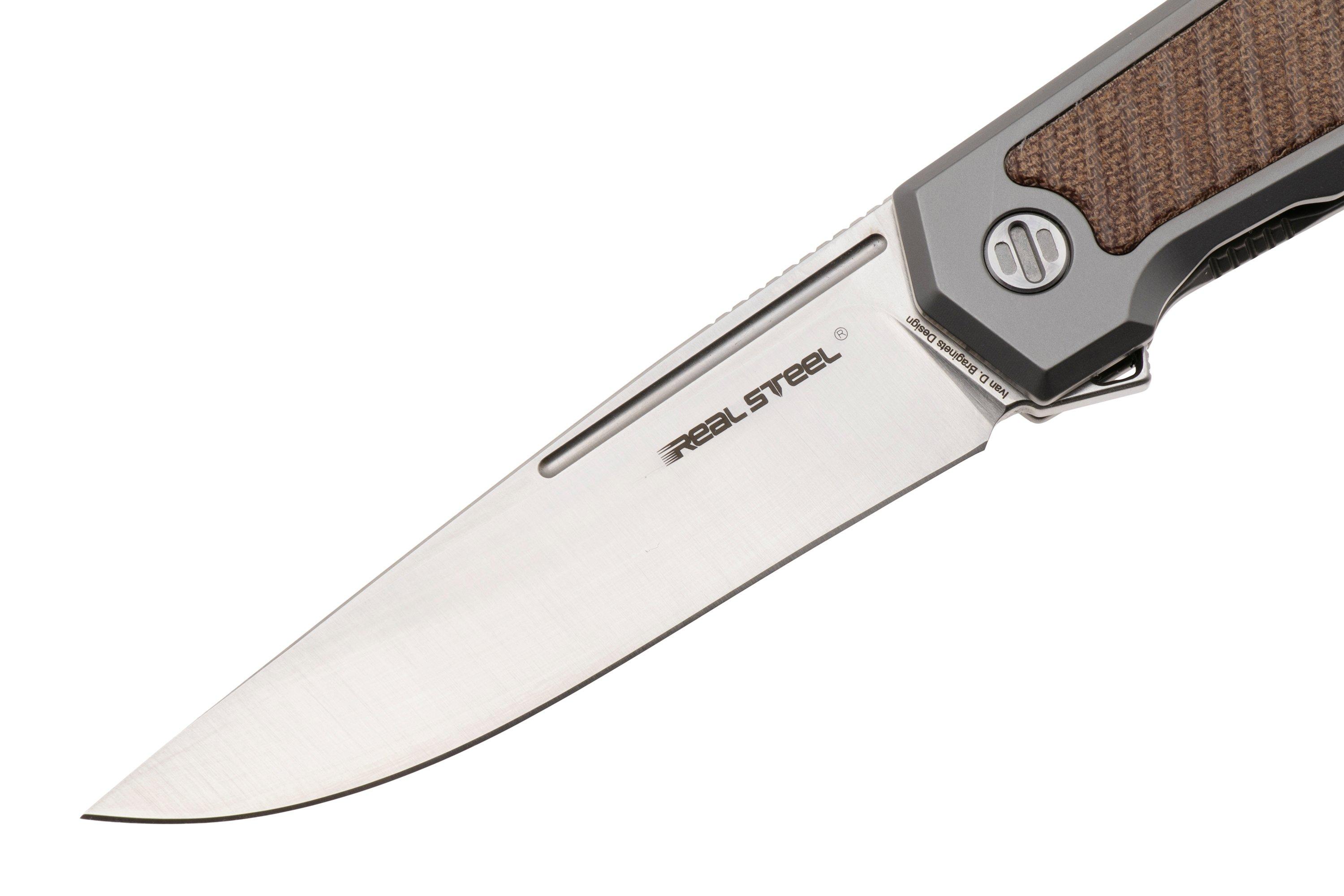 Real Steel Rokot Premium 7645N Satin S35VN, Titanium Natural Micarta ...