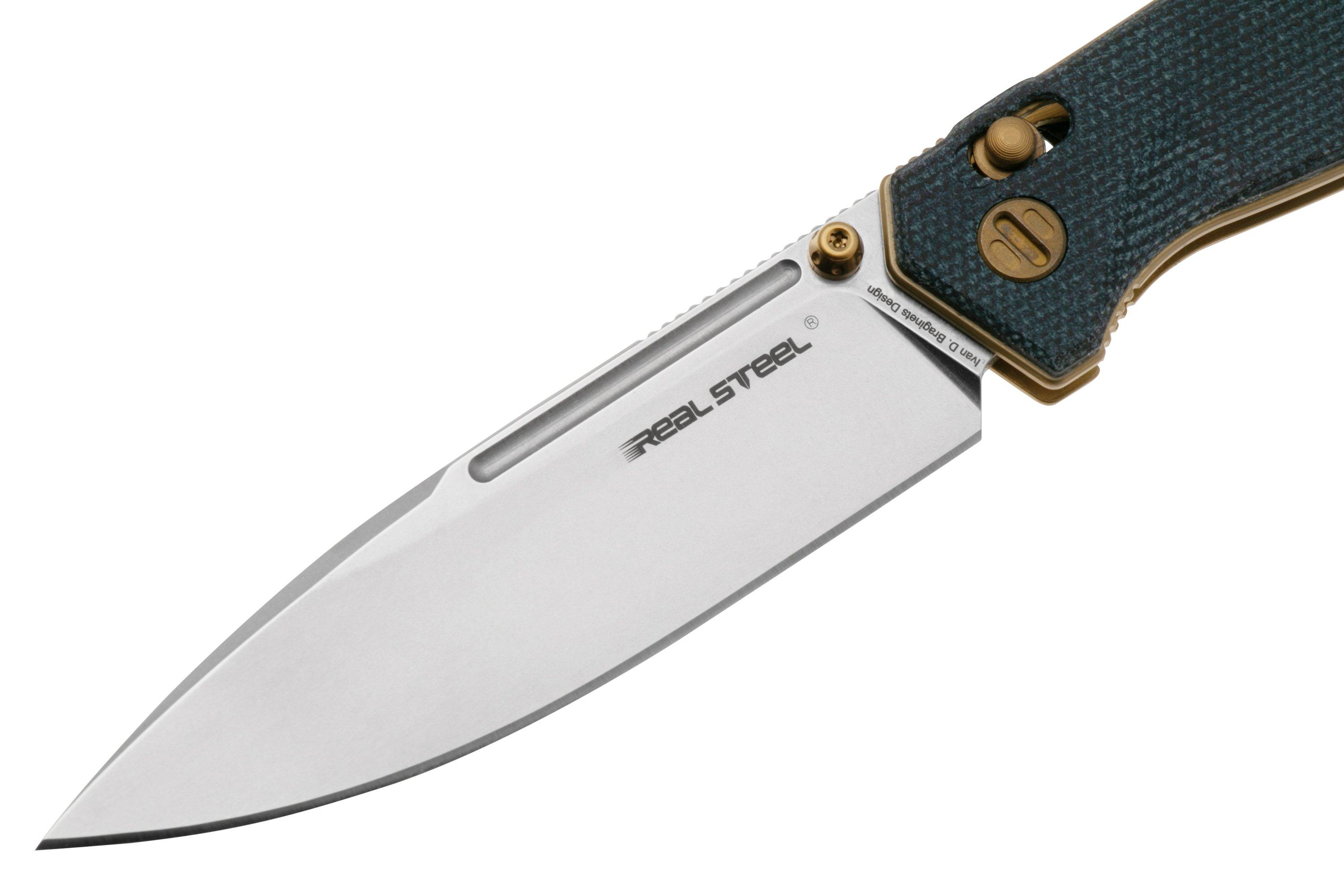 Real Steel Huginn 7651DM VG-10, Denim Micarta, Gold Hardware, pocket ...