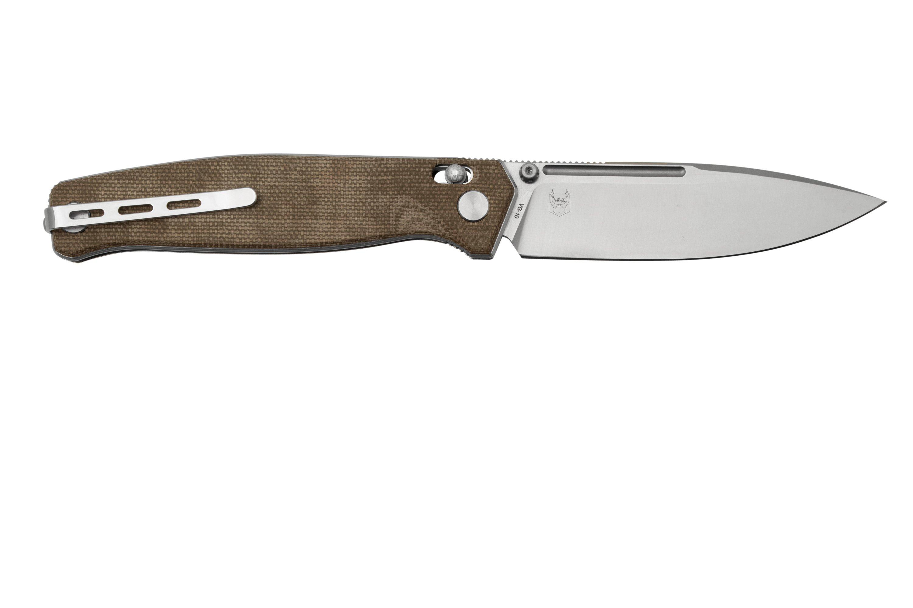Real Steel Huginn 7651GM Natural Micarta, pocket knife | Advantageously ...