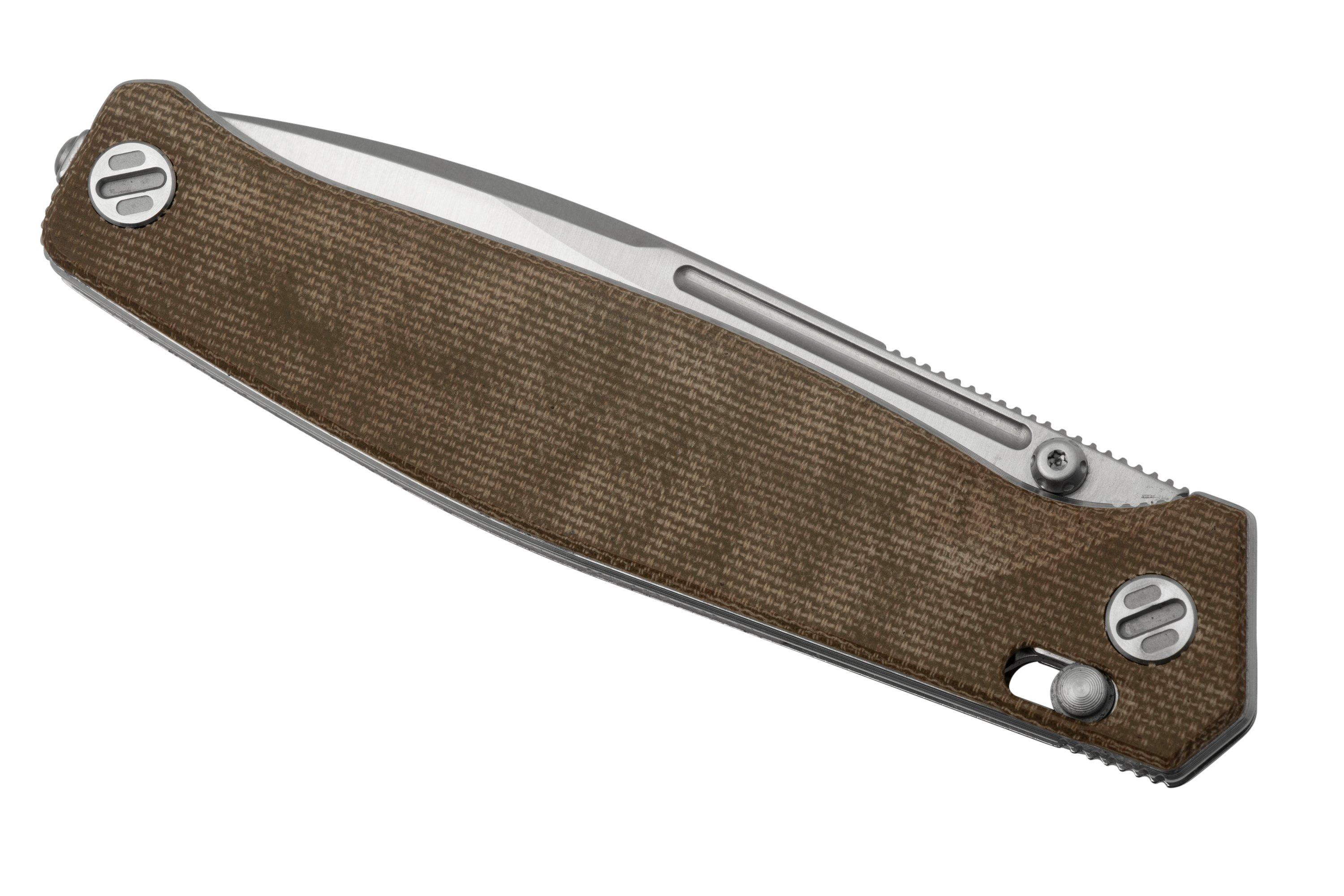 Real Steel Huginn 7651GM Natural Micarta, pocket knife | Advantageously ...