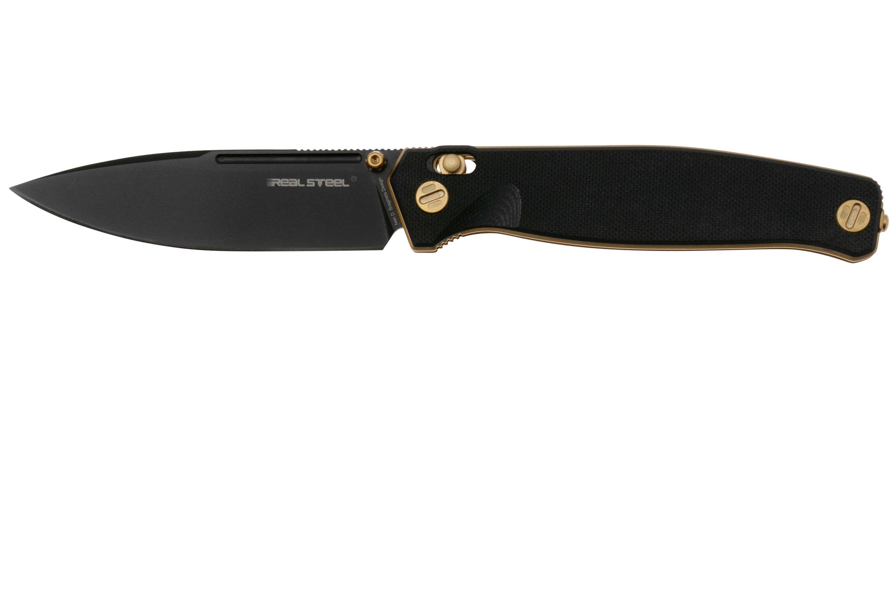 Real Steel Huginn 7652BG Black VG-10, Black G10, Gold Hardware, pocket ...