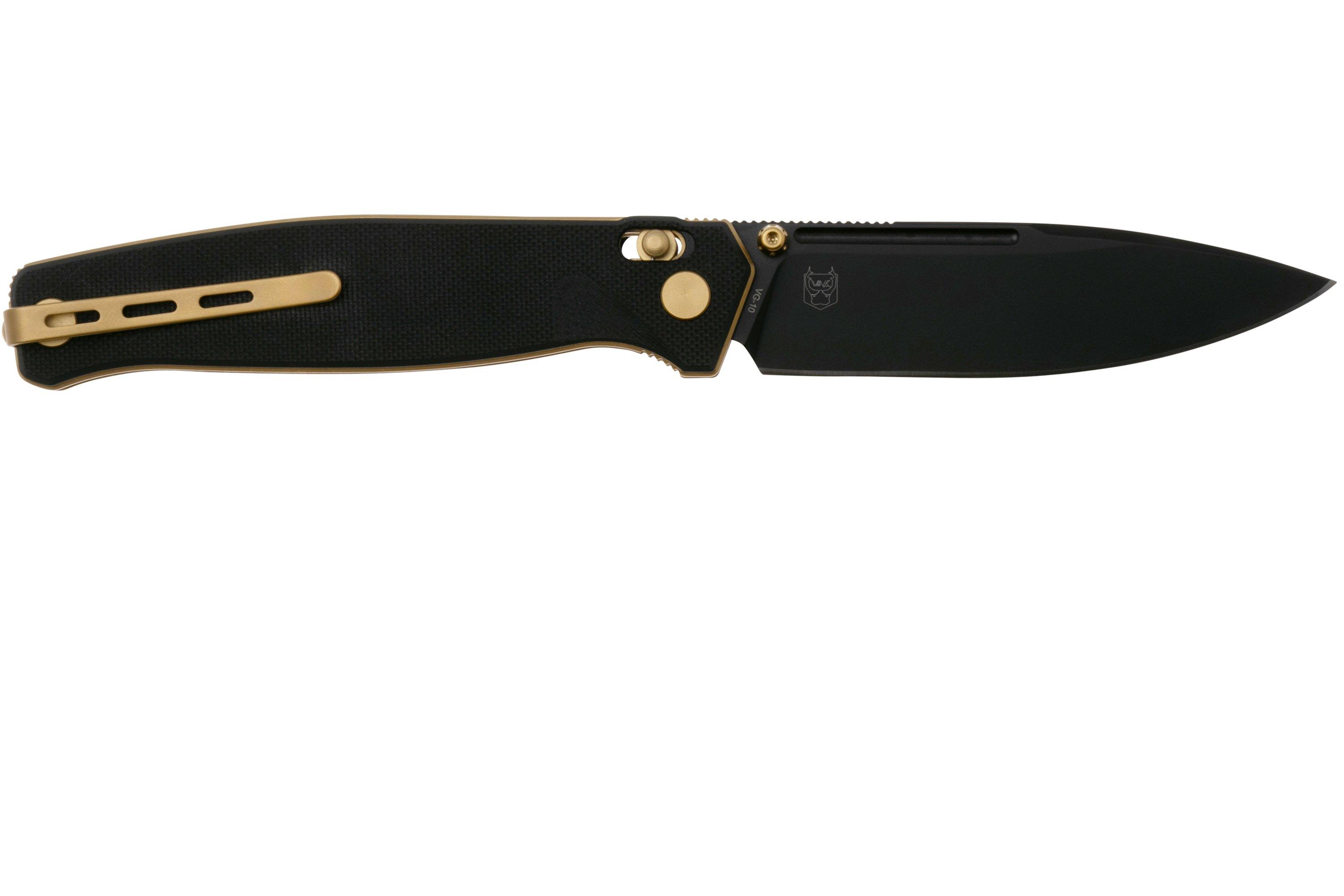 Real Steel Huginn 7652BG Black VG-10, Black G10, Gold Hardware, pocket ...