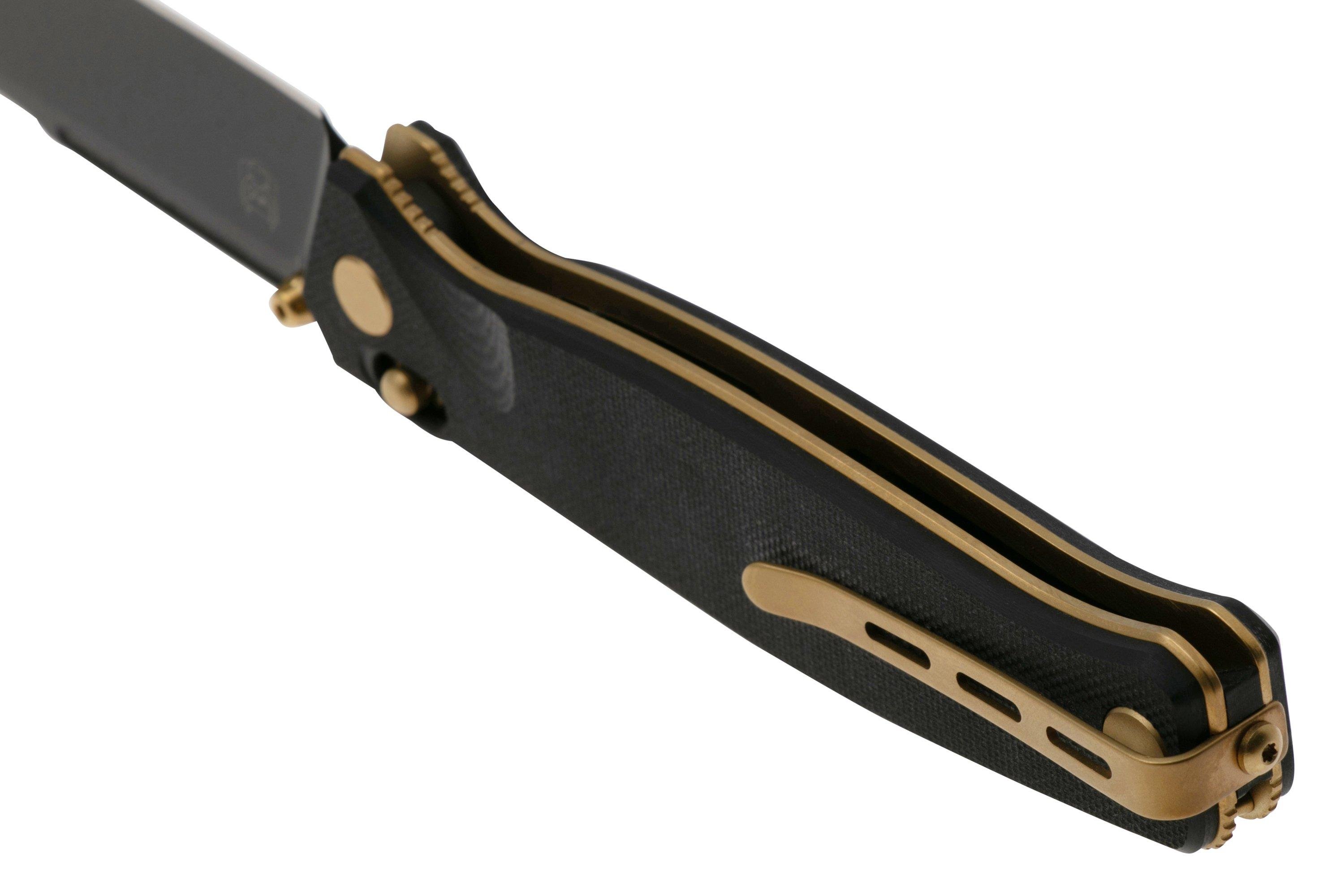 Real Steel Huginn 7652BG Black VG-10, Black G10, Gold Hardware, pocket ...