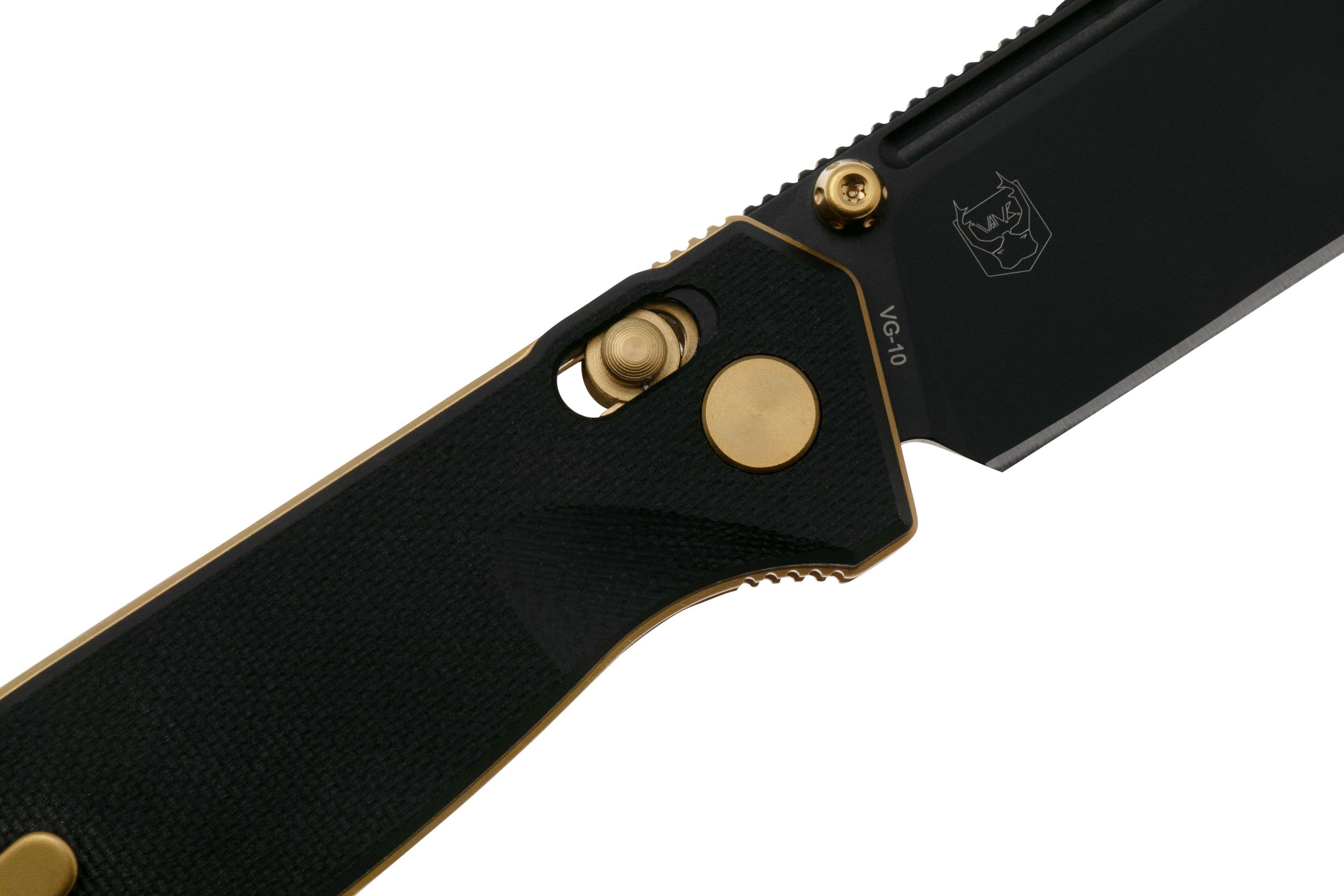 Real Steel Huginn 7652BG Black VG-10, Black G10, Gold Hardware, pocket ...