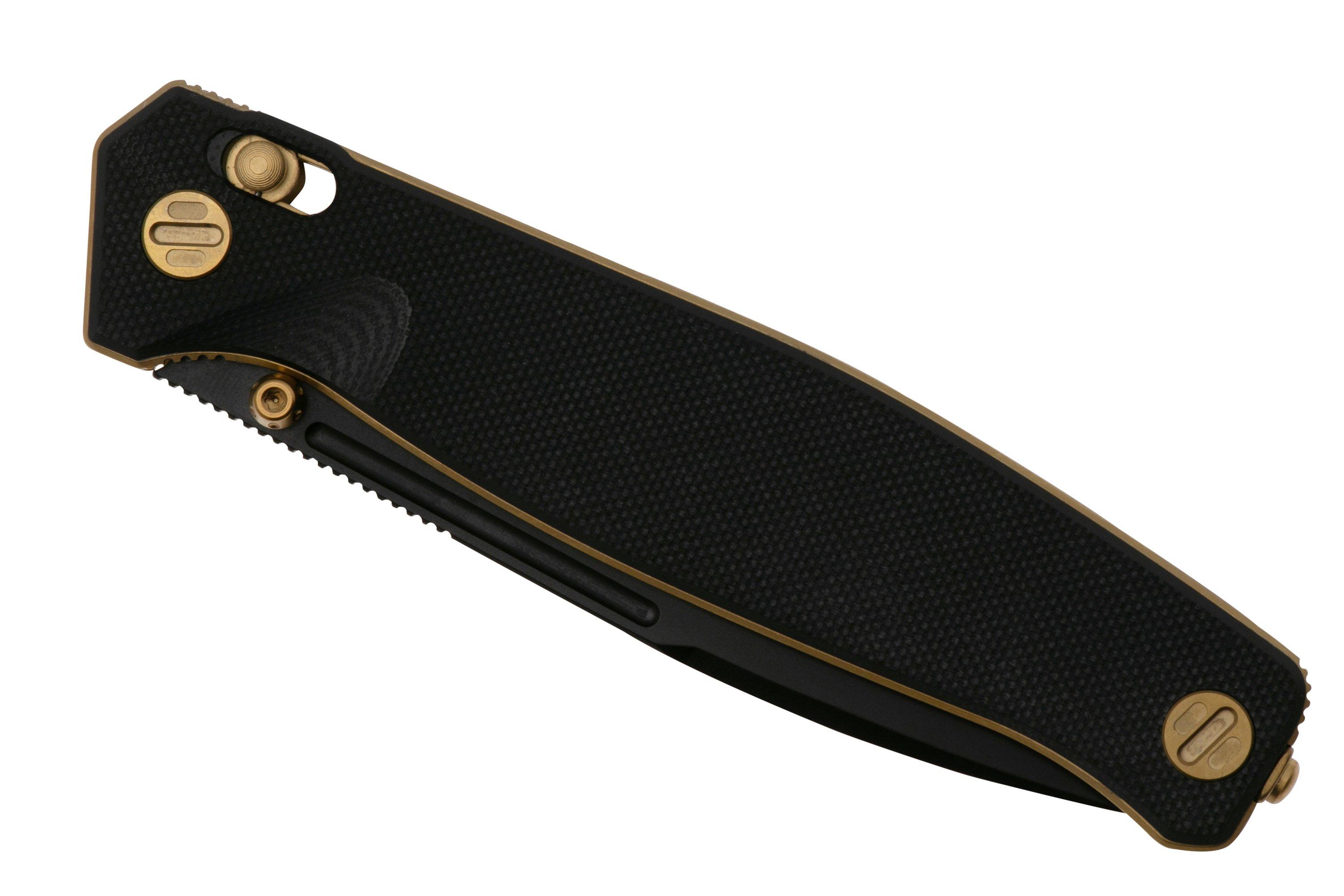 Real Steel Huginn 7652BG Black VG-10, Black G10, Gold Hardware, pocket ...