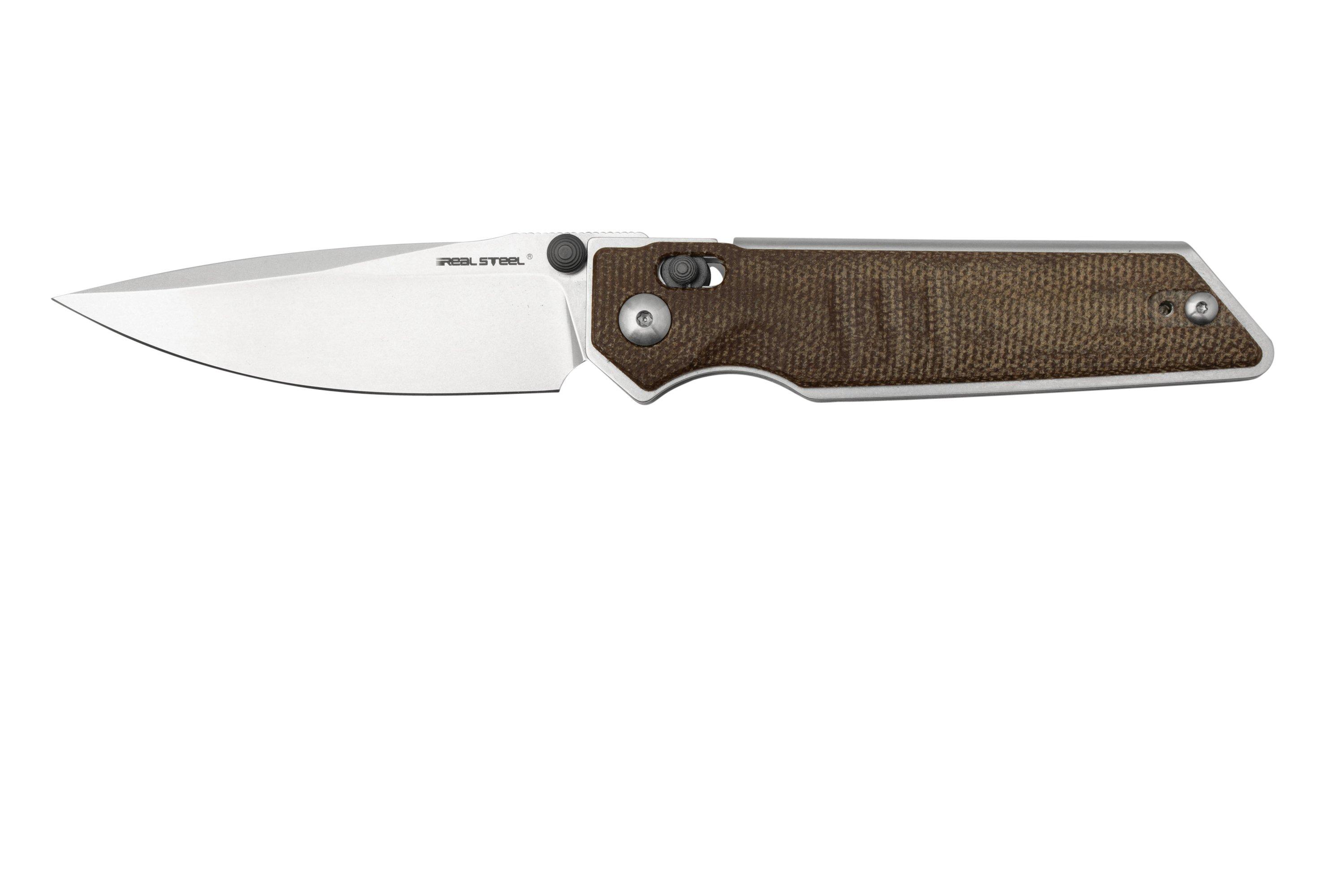 Real Steel Sacra, 7711N Natural Micarta, Stonewashed K110 pocket knife ...