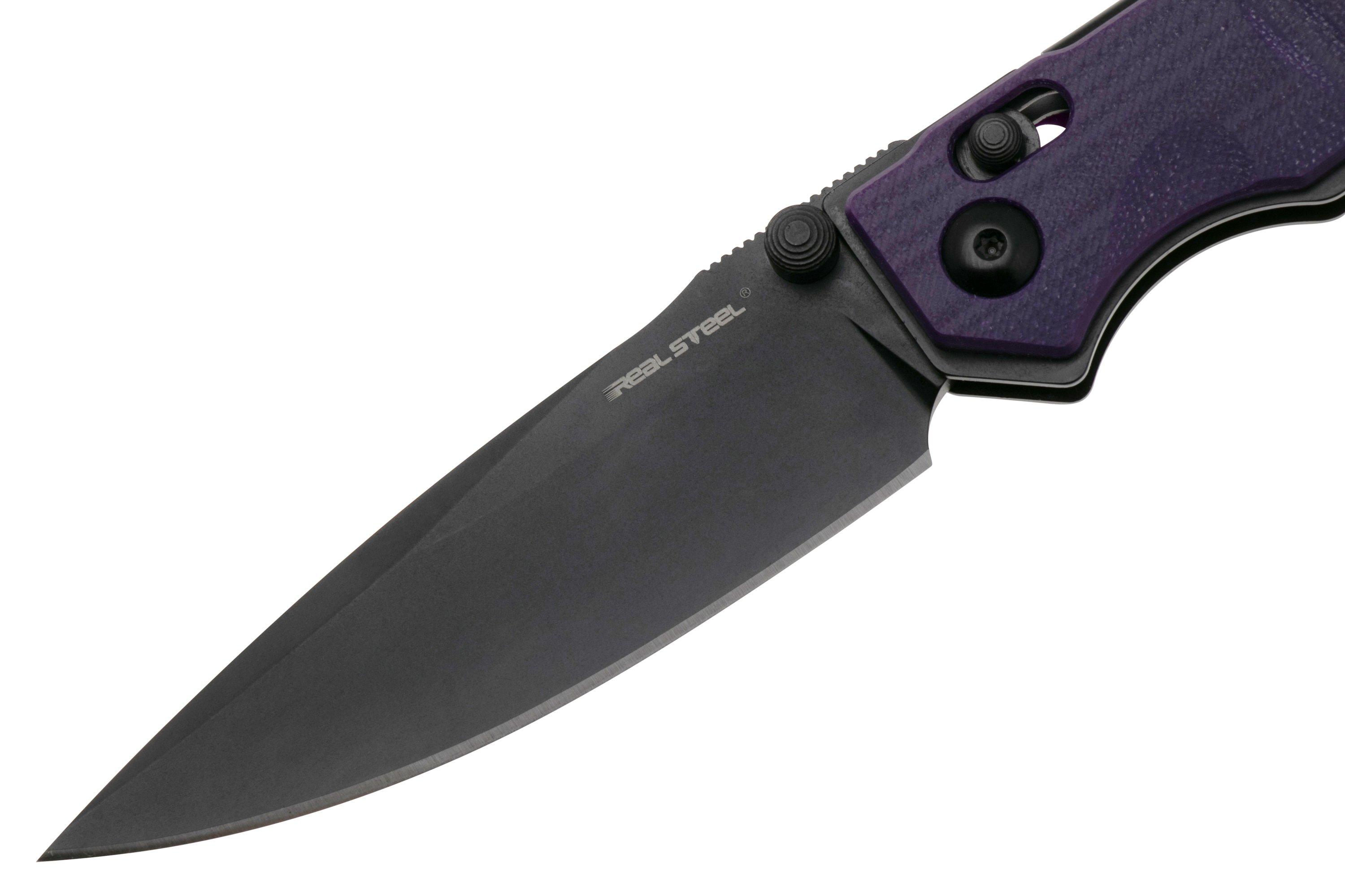 Real Steel Sacra 7711PB Black Böhler K110, Purple G10, pocket knife ...