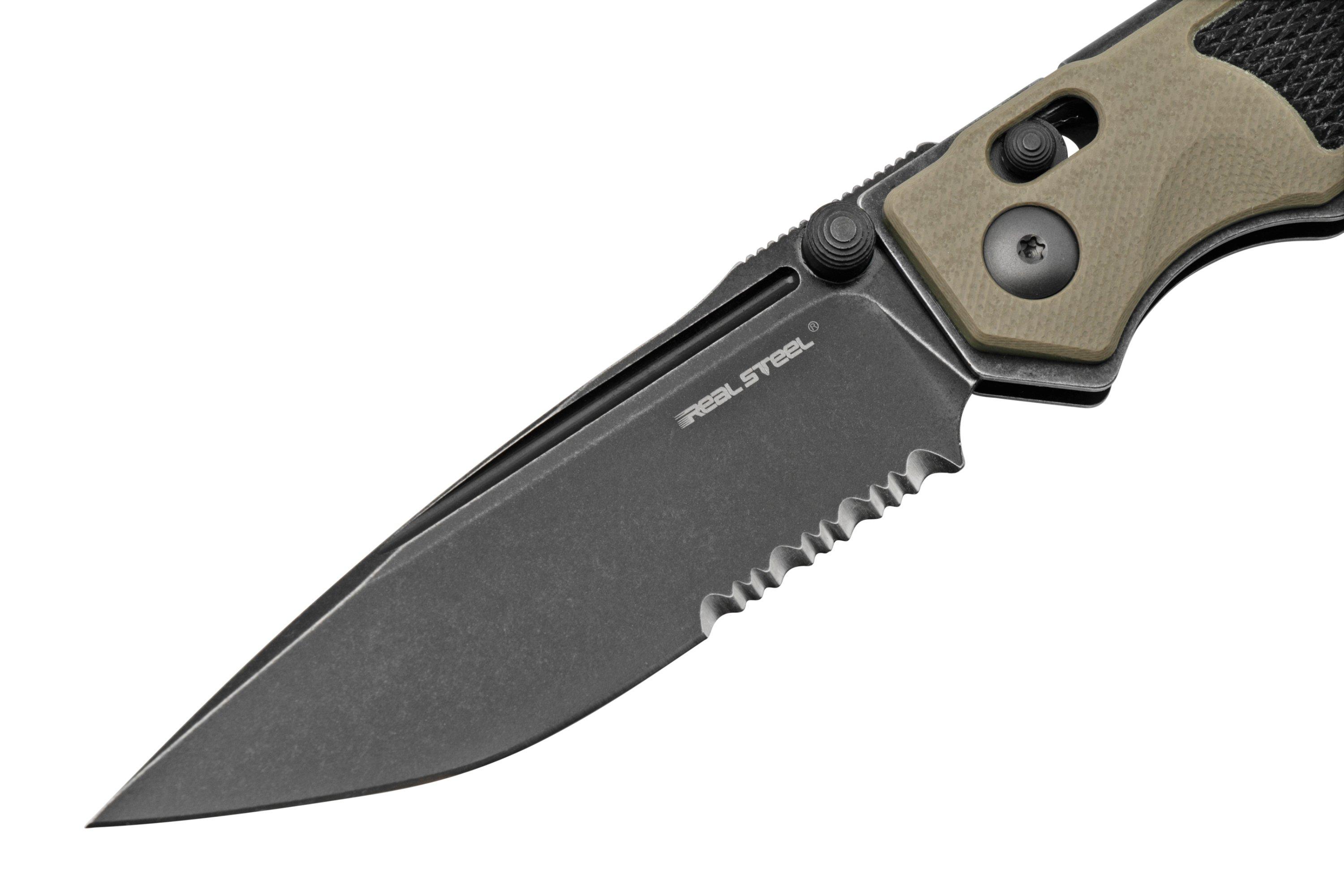 Real Steel Sacra TAC 7713C, K110 Serrated Coyote G10, pocket knife ...