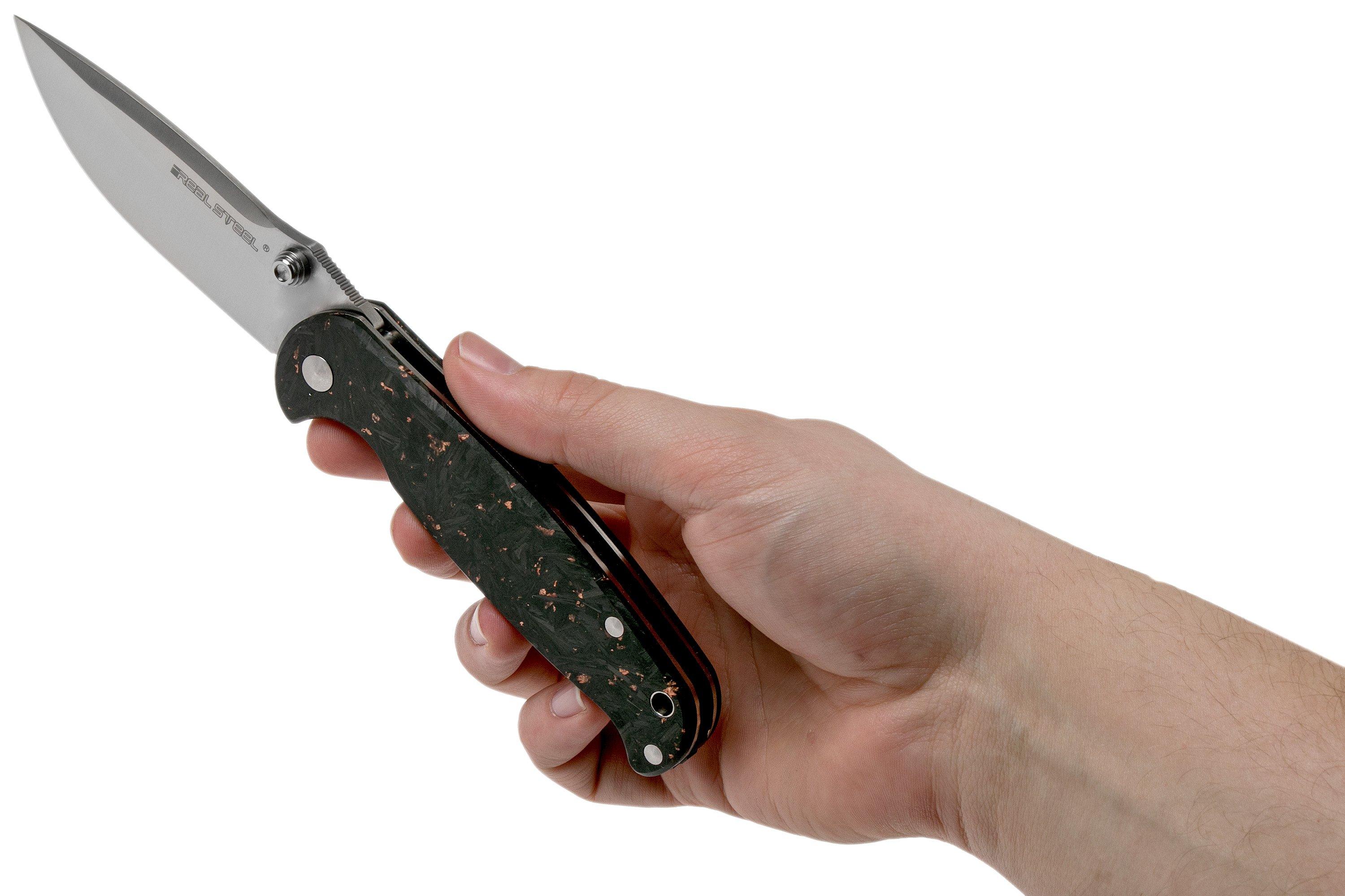 Real Steel Blue Sheep H6 Shredded Copper Carbon fibre, Knivesandtools ...