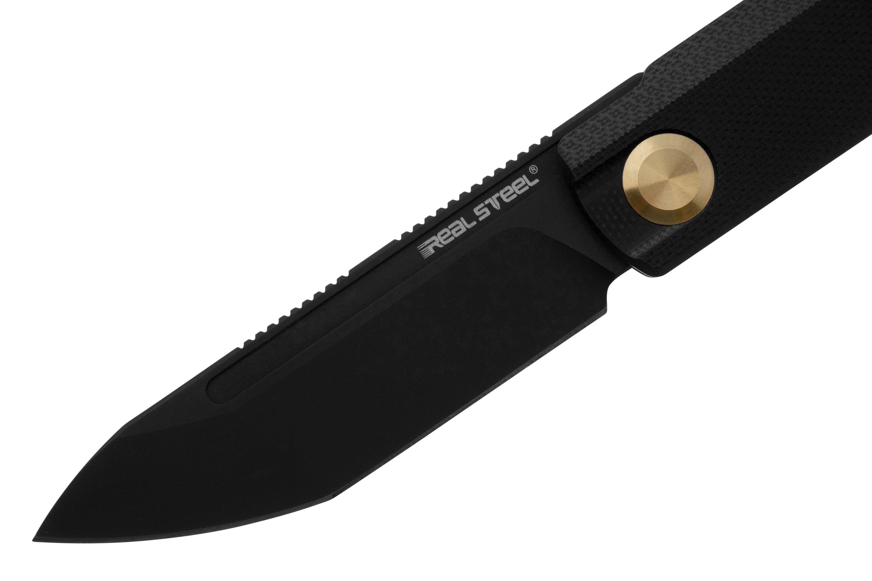 Real Steel G-Tanto EDC 7801BB Black PVD Nitro-V, Black G10, slipjoint ...