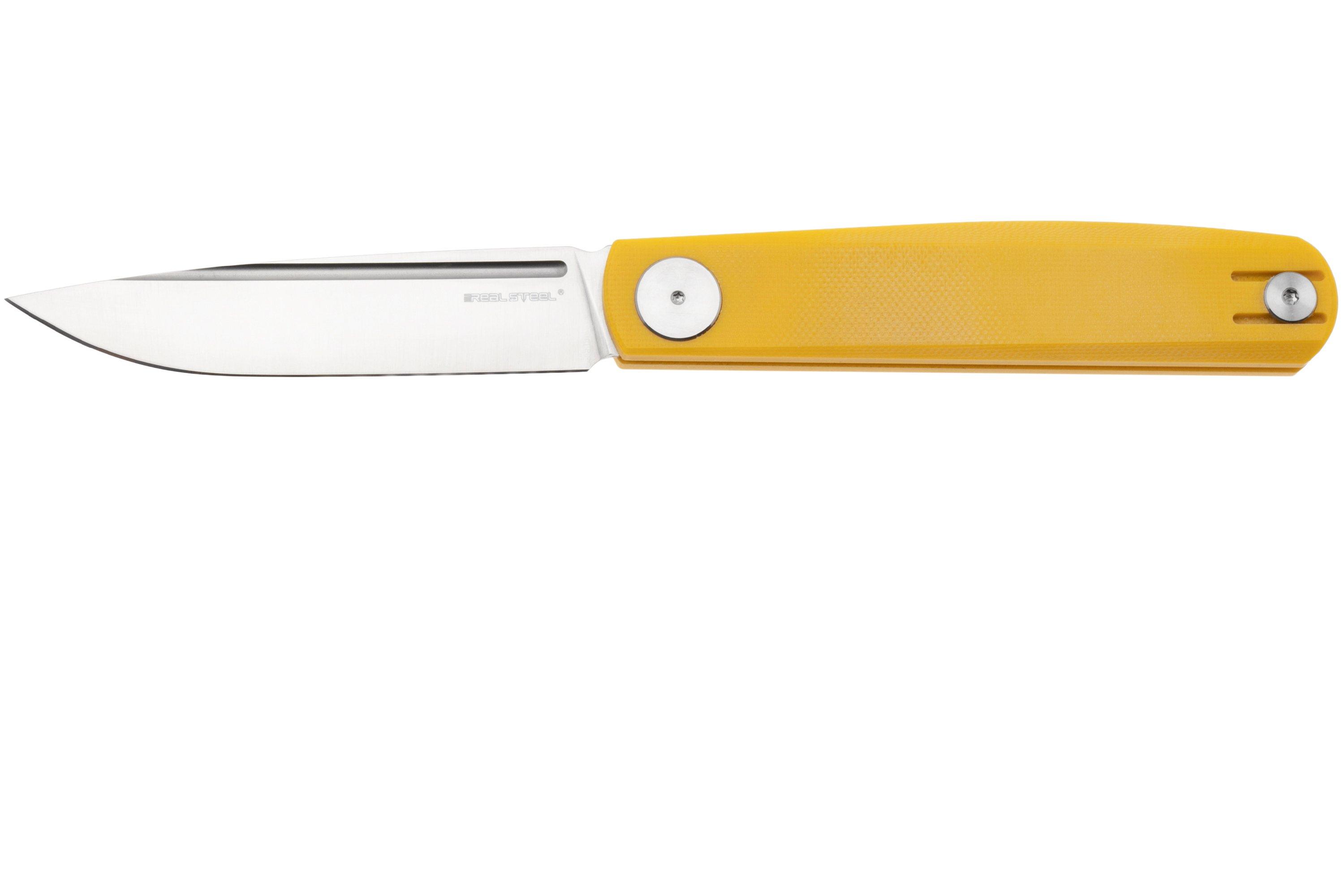 Real Steel G-Slip 7843S Satin VG10, Yellow G10, pocket knife, Ostap Hel ...