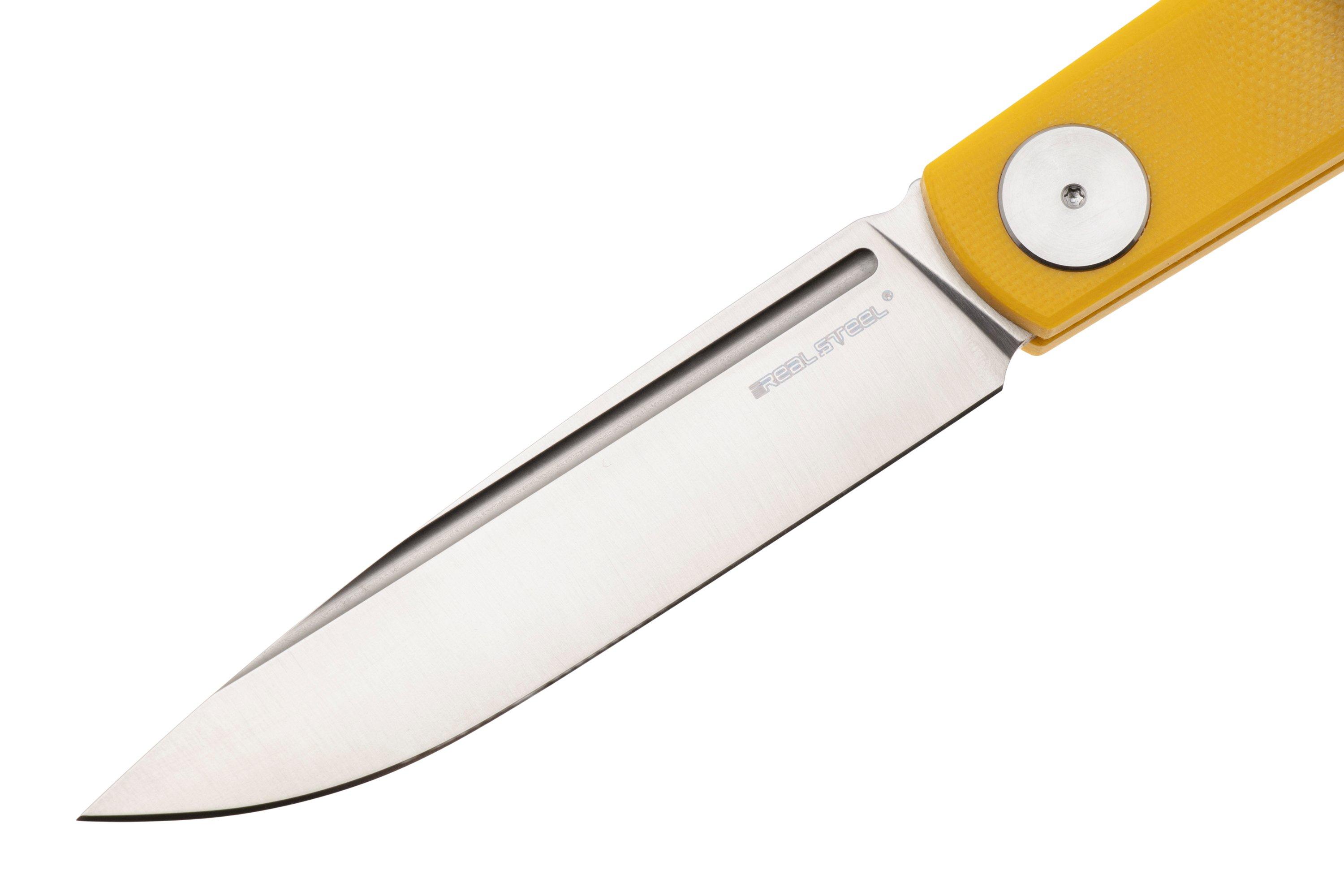 Real Steel G-Slip 7843S Satin VG10, Yellow G10, pocket knife, Ostap Hel ...