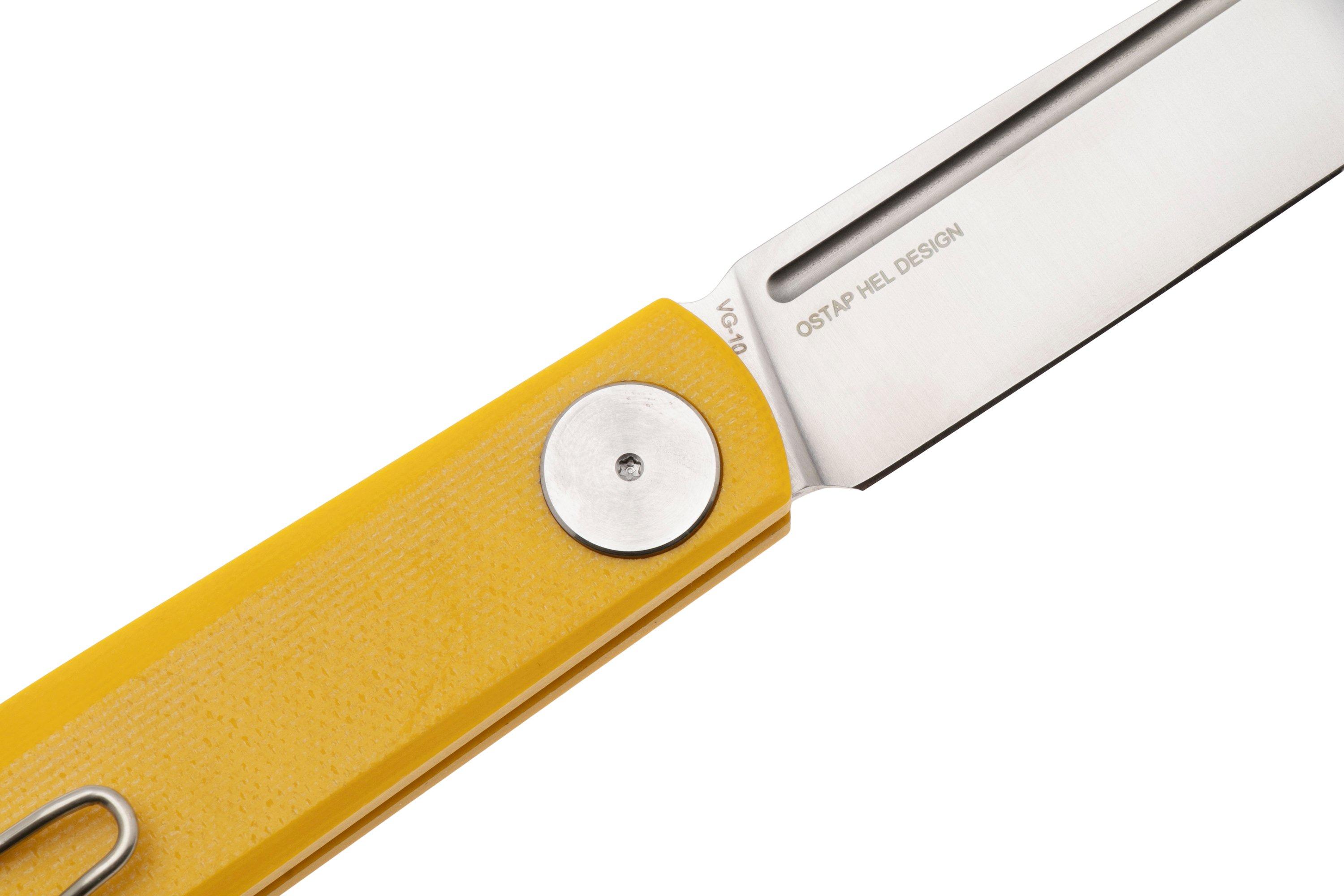 Real Steel G-Slip 7843S Satin VG10, Yellow G10, pocket knife, Ostap Hel ...