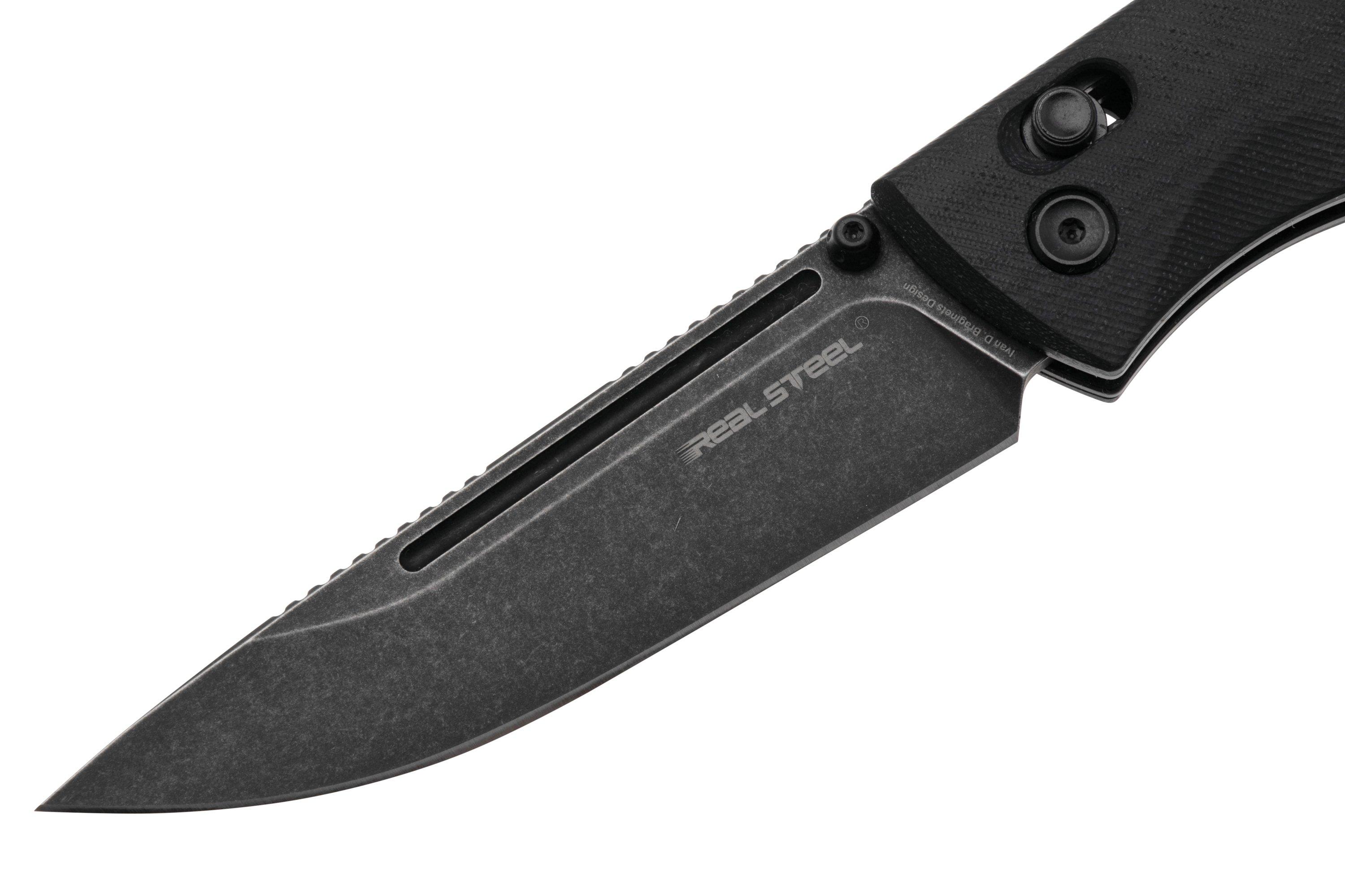 Real Steel Pathfinder FFG 7851BB, Blackwash, Black G10 pocket knife ...