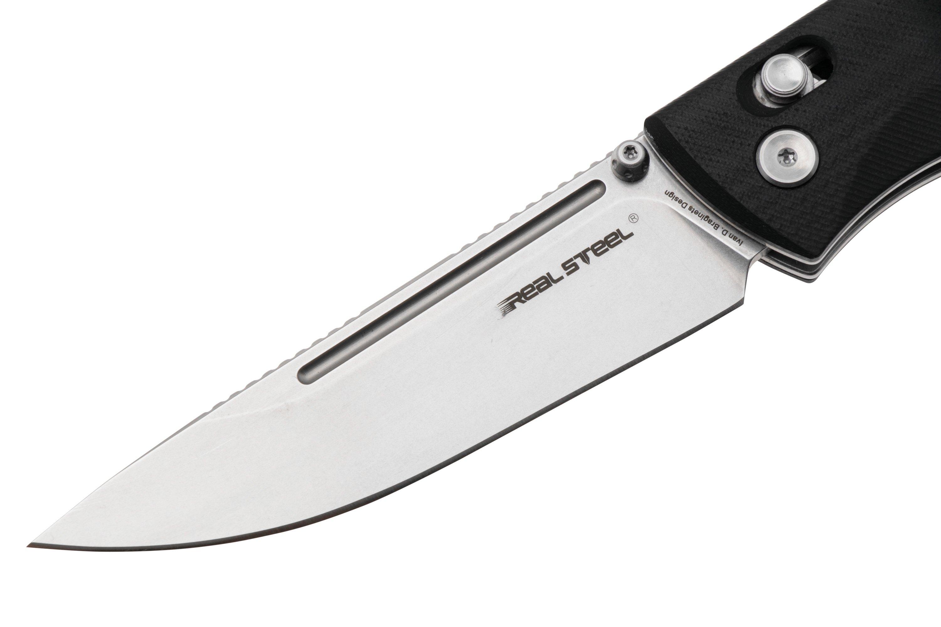 Real Steel Pathfinder FFG 7851BS, Stonewash, Black G10 pocket knife ...