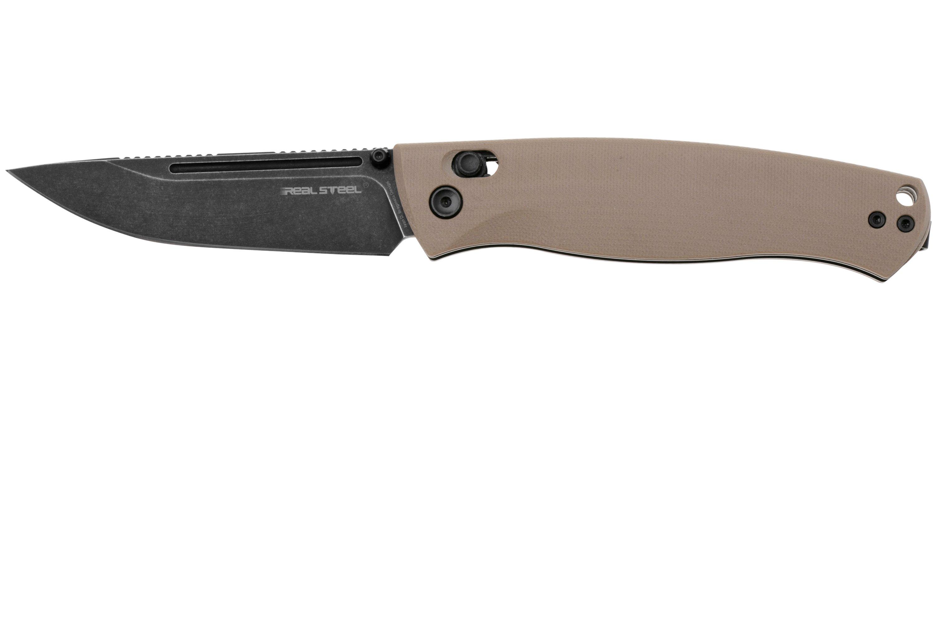 Real Steel Pathfinder FFG 7851CB Blackwashed 14C28N, Coyote G10, pocket ...
