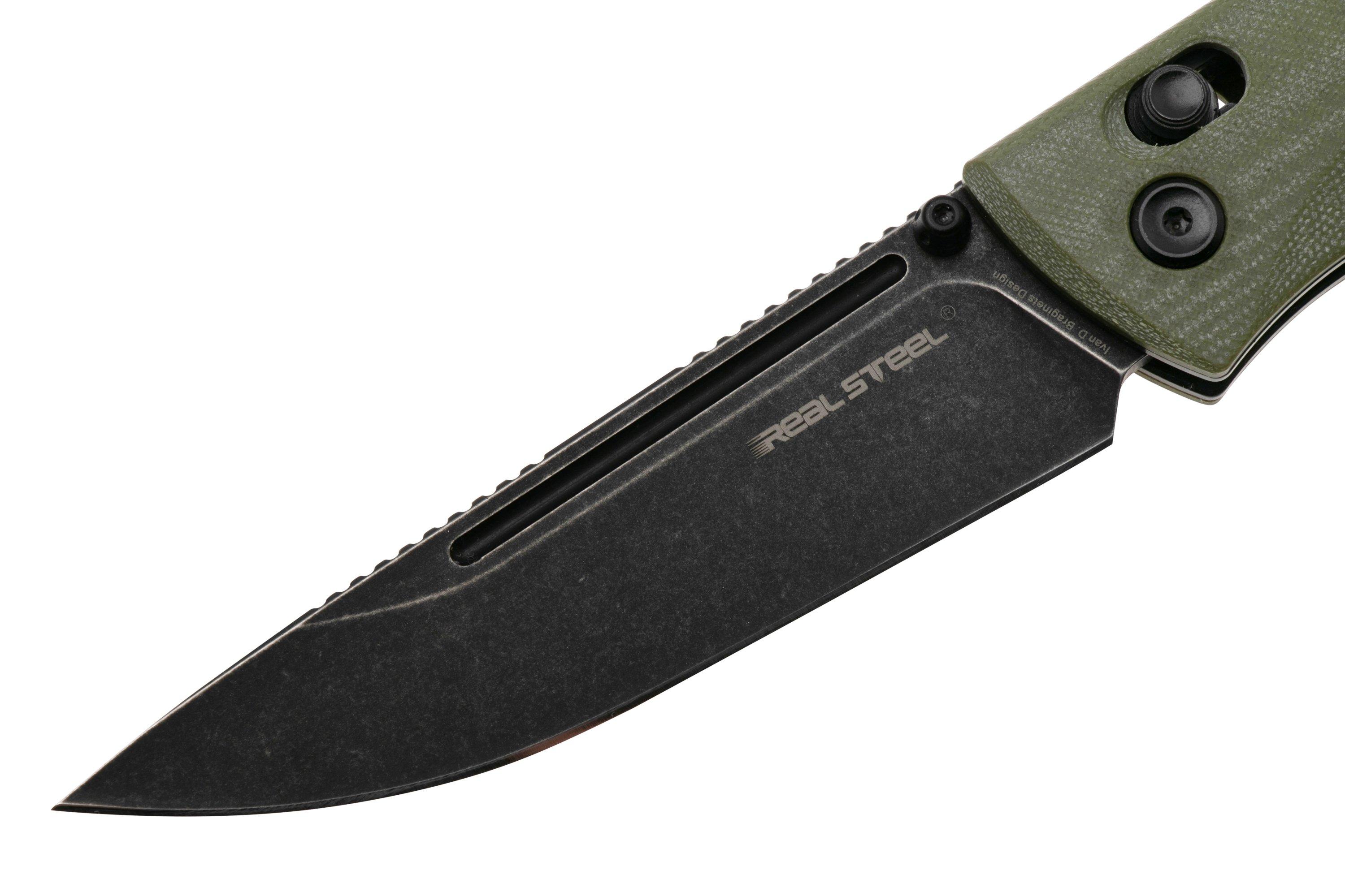 Real Steel Pathfinder FFG 7851GB, Blackwash, Green G10 pocket knife ...