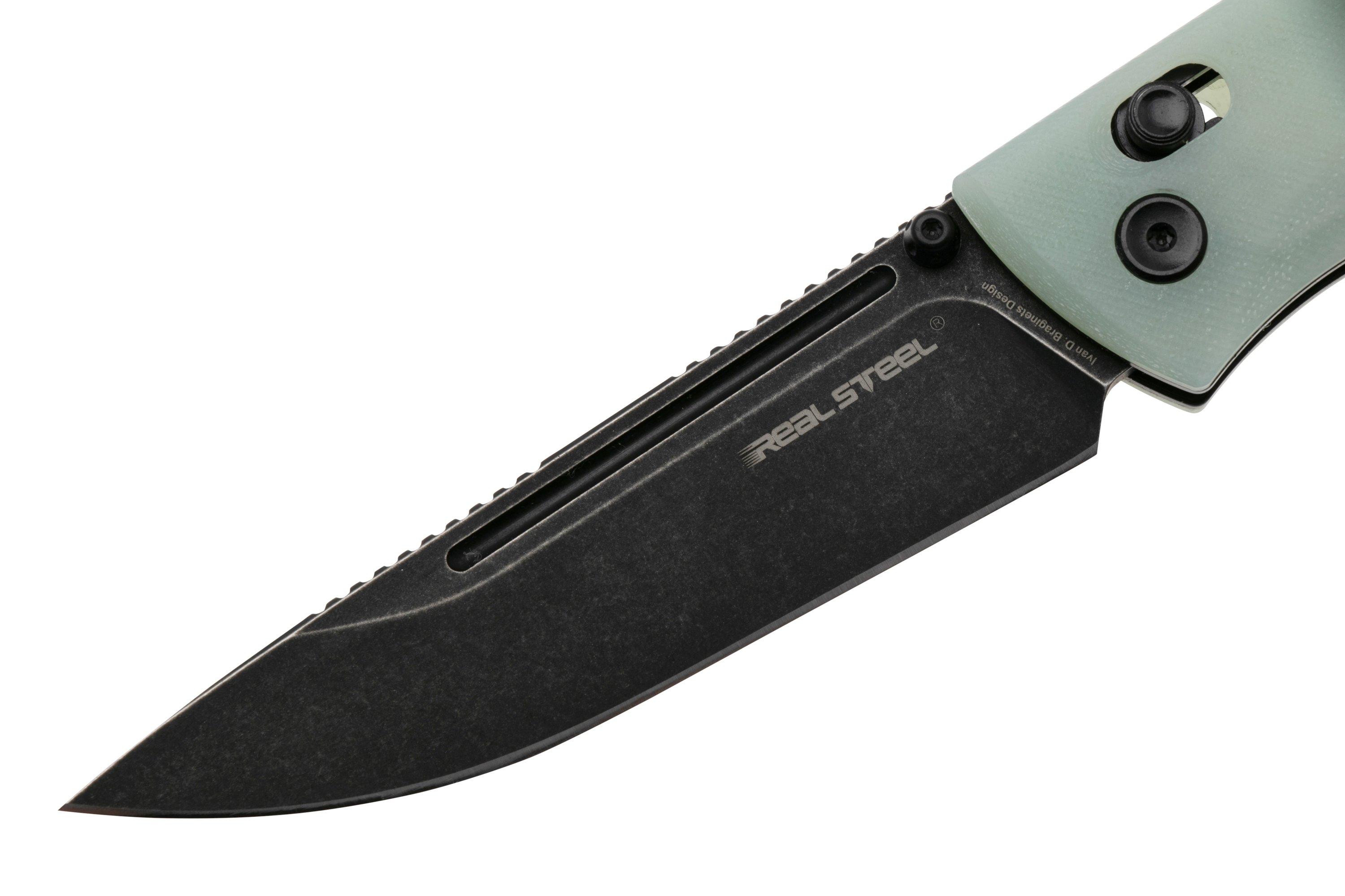 Real Steel Pathfinder FFG 7851NB, Blackwash, Natural G10 pocket knife ...