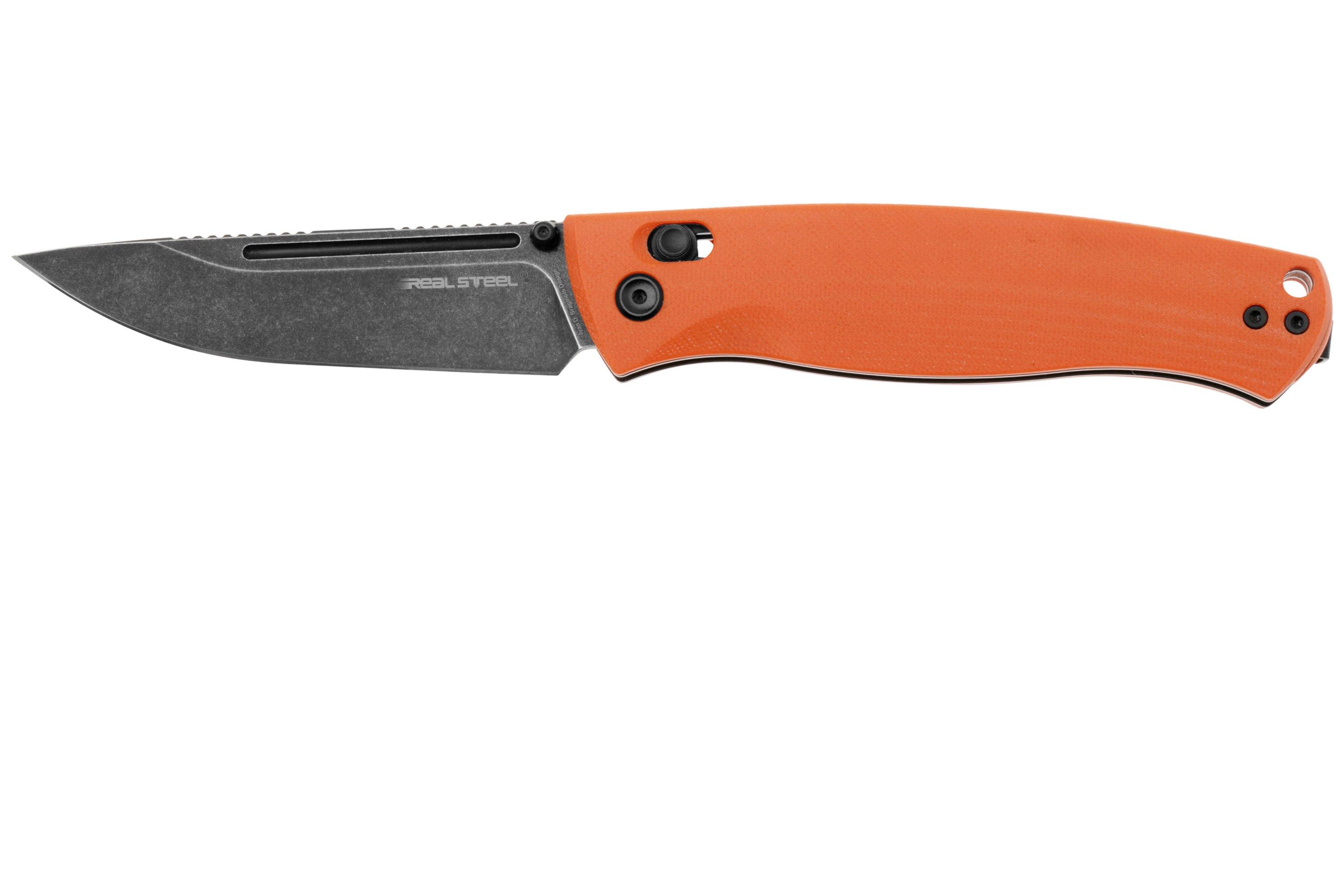 Real Steel Pathfinder FFG 7851OB Blackwashed 14C28N, Orange G10, pocket ...