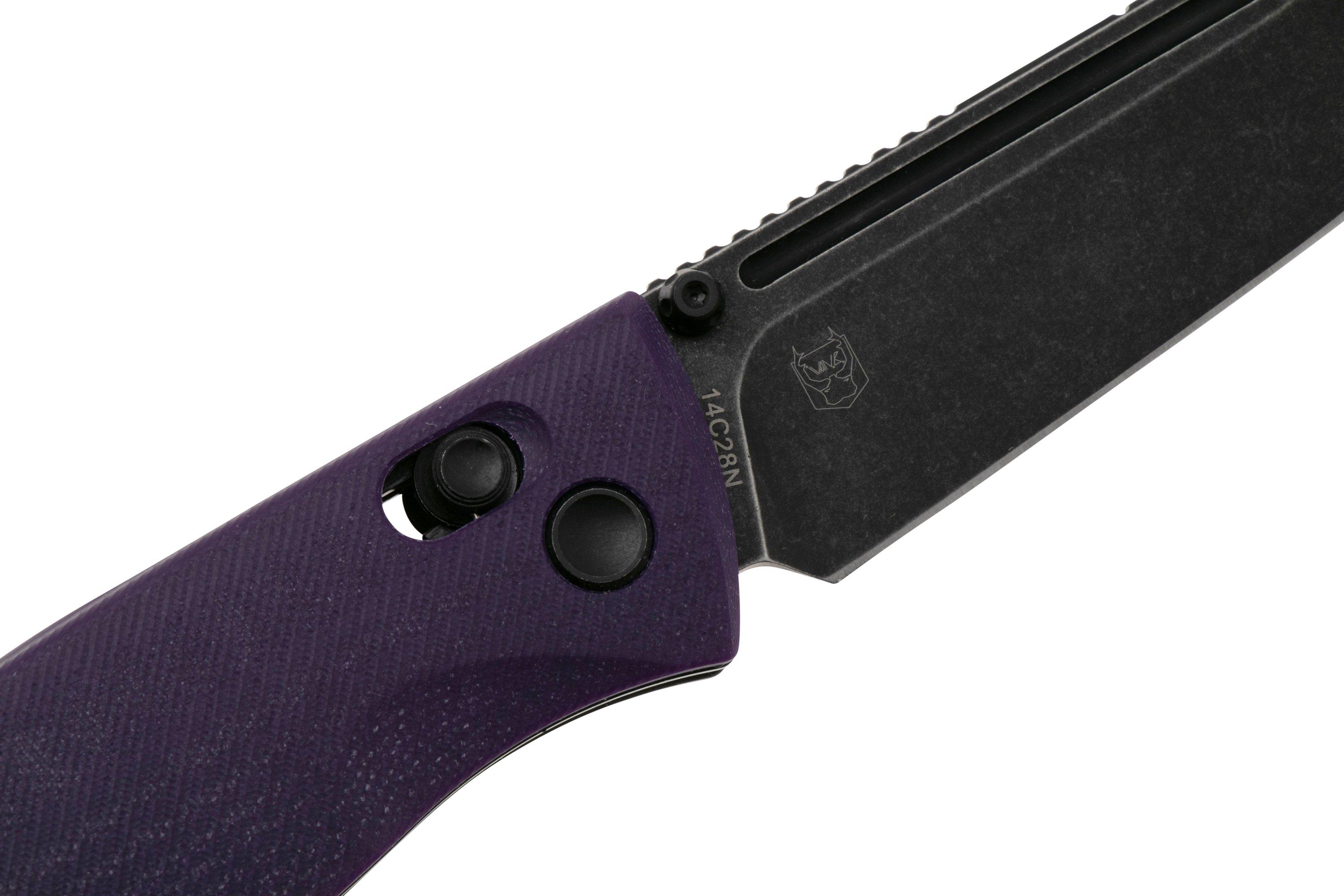 Real Steel Pathfinder FFG 7851PB Blackwashed 14C28N, Purple G10, pocket ...