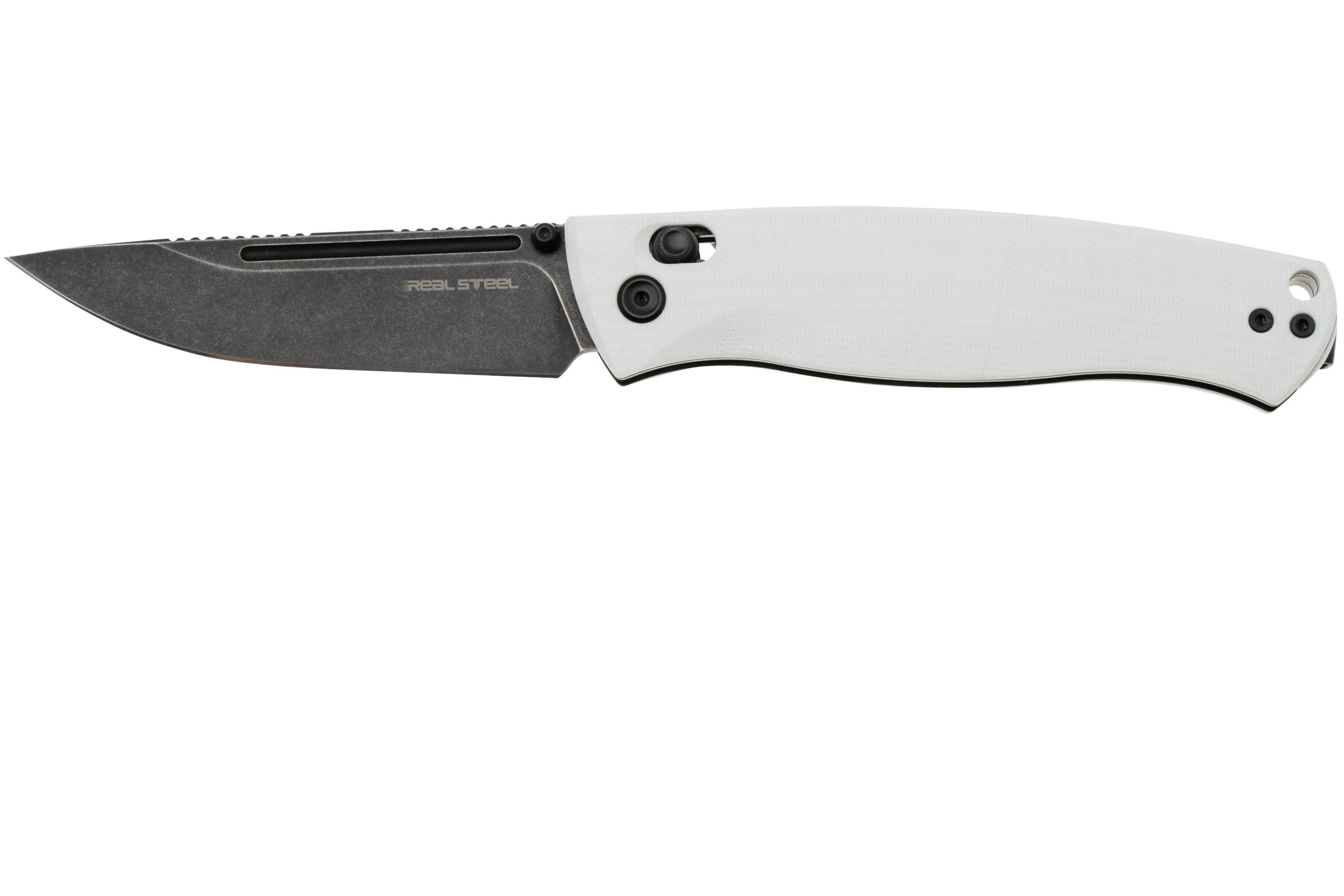 Real Steel Pathfinder FFG 7851WB Blackwashed 14C28N, White G10, pocket ...