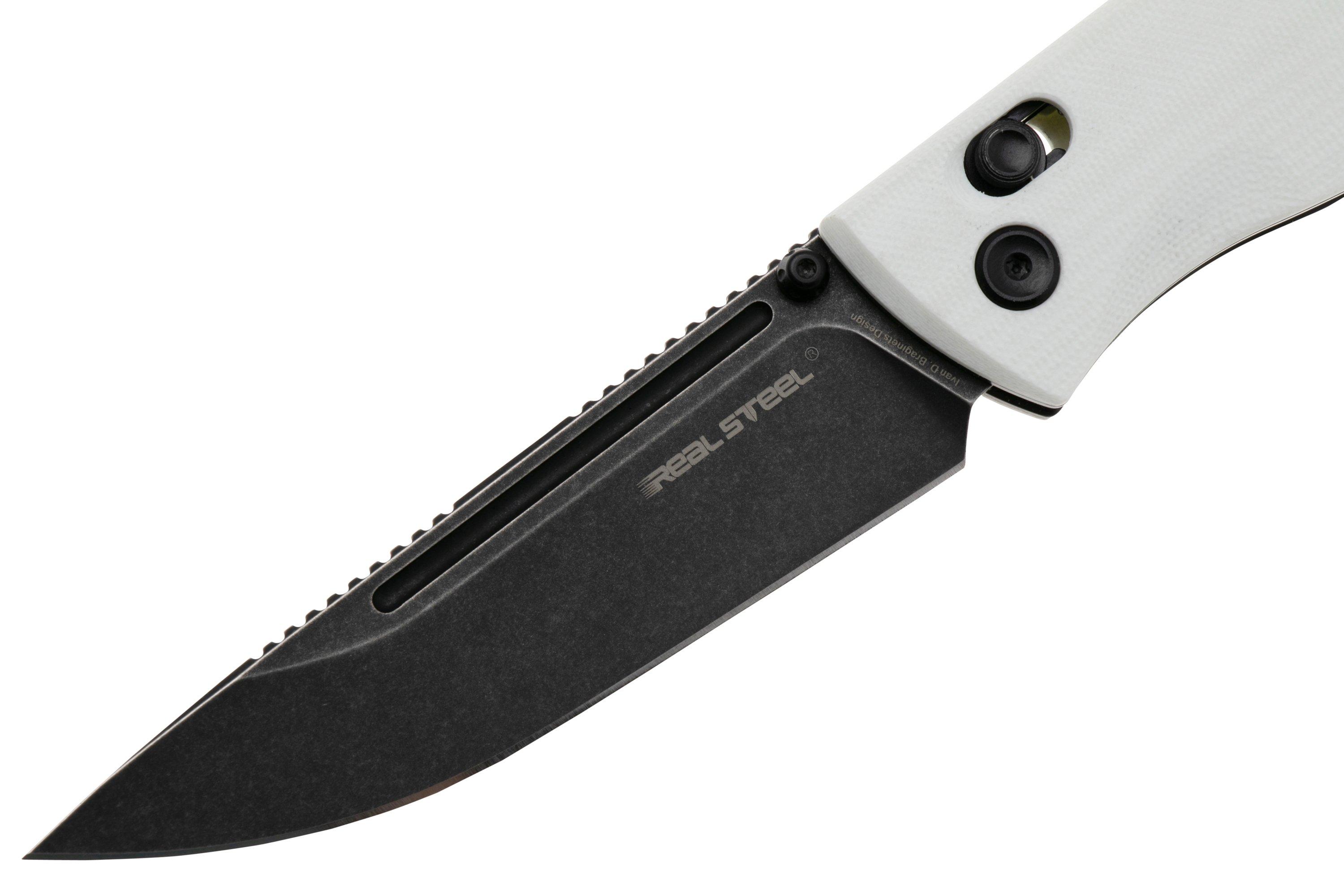 Real Steel Pathfinder FFG 7851WB Blackwashed 14C28N, White G10, pocket ...