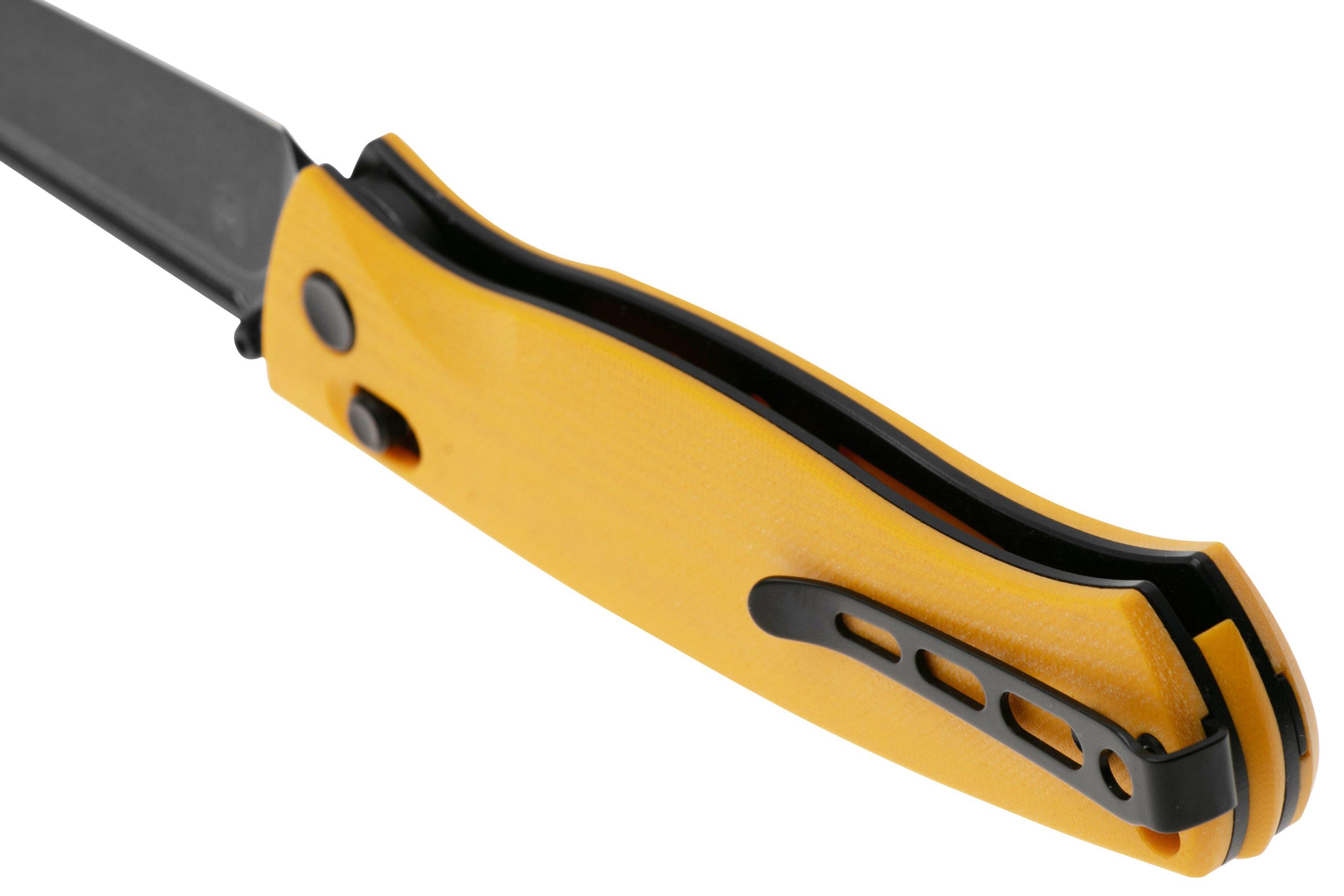 Real Steel Pathfinder FFG 7851YB Blackwashed 14C28N, Yellow G10, pocket ...