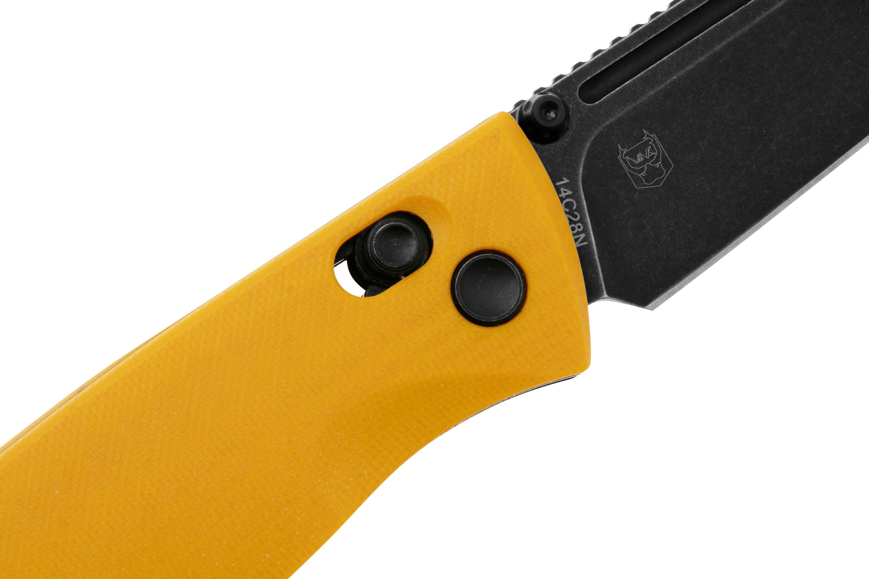 Real Steel Pathfinder FFG 7851YB Blackwashed 14C28N, Yellow G10, pocket ...