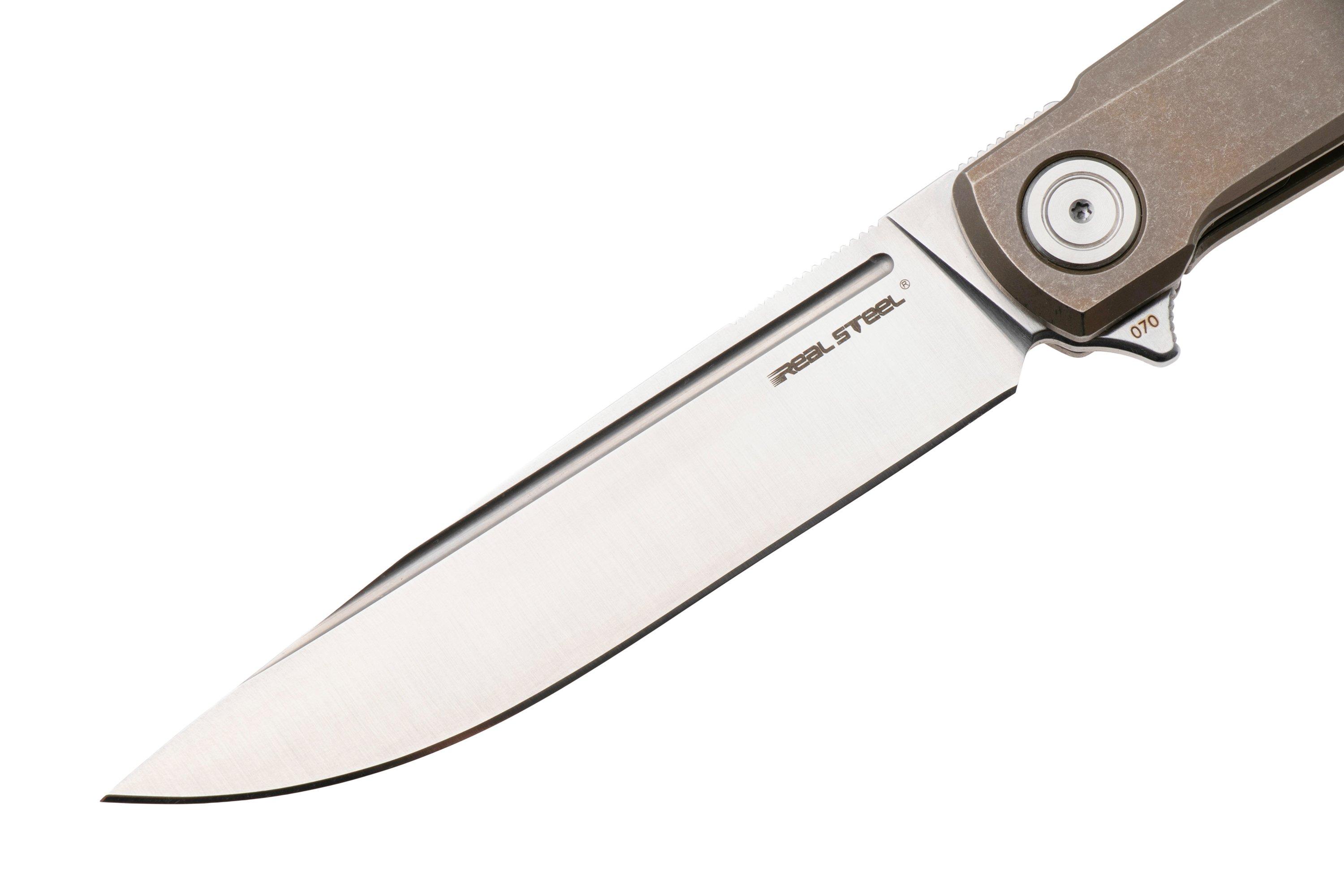 Real Steel G-Frame 7874TS02 Satin N690, Tan Bronze Titanium, coltello ...