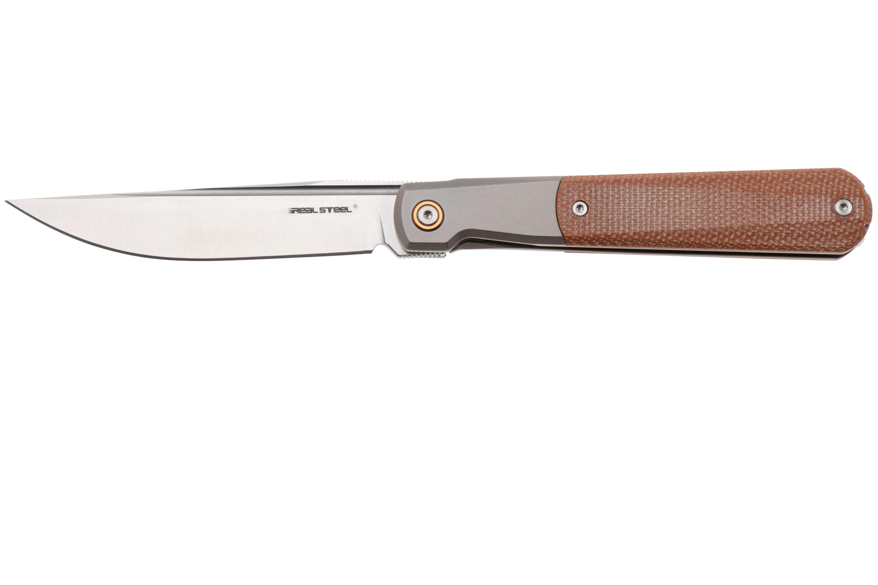 Real Steel Barlow RB-7 7892 Satin S35VN, Titanium Natural Micarta Inlay ...
