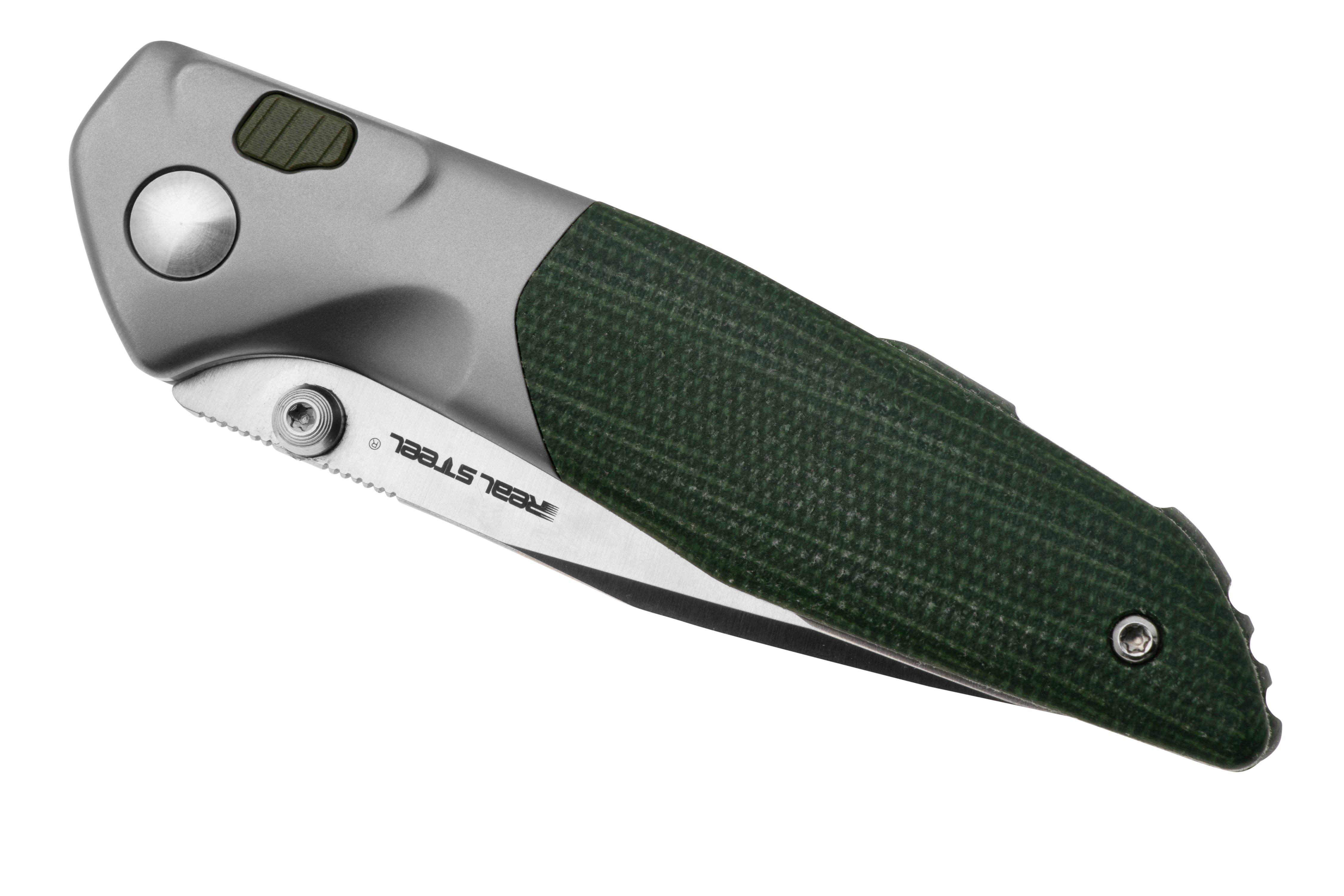 Real Steel Hoeft 7901GM Satin S35VN, Green Micarta navaja, Austin Fox ...