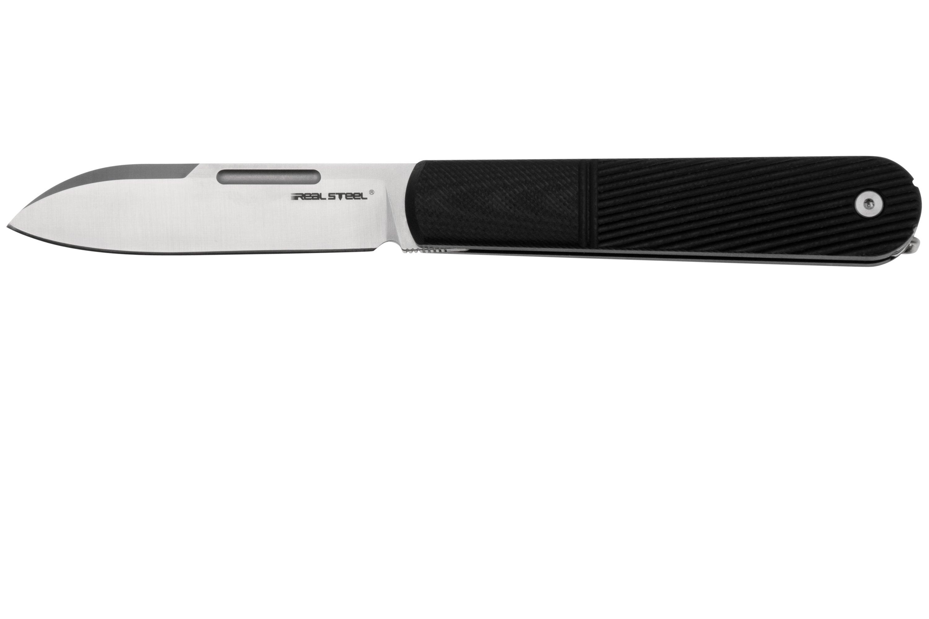 Real Steel Barlow RB5, 8021B Droppoint N690, Black G10, slipjoint ...