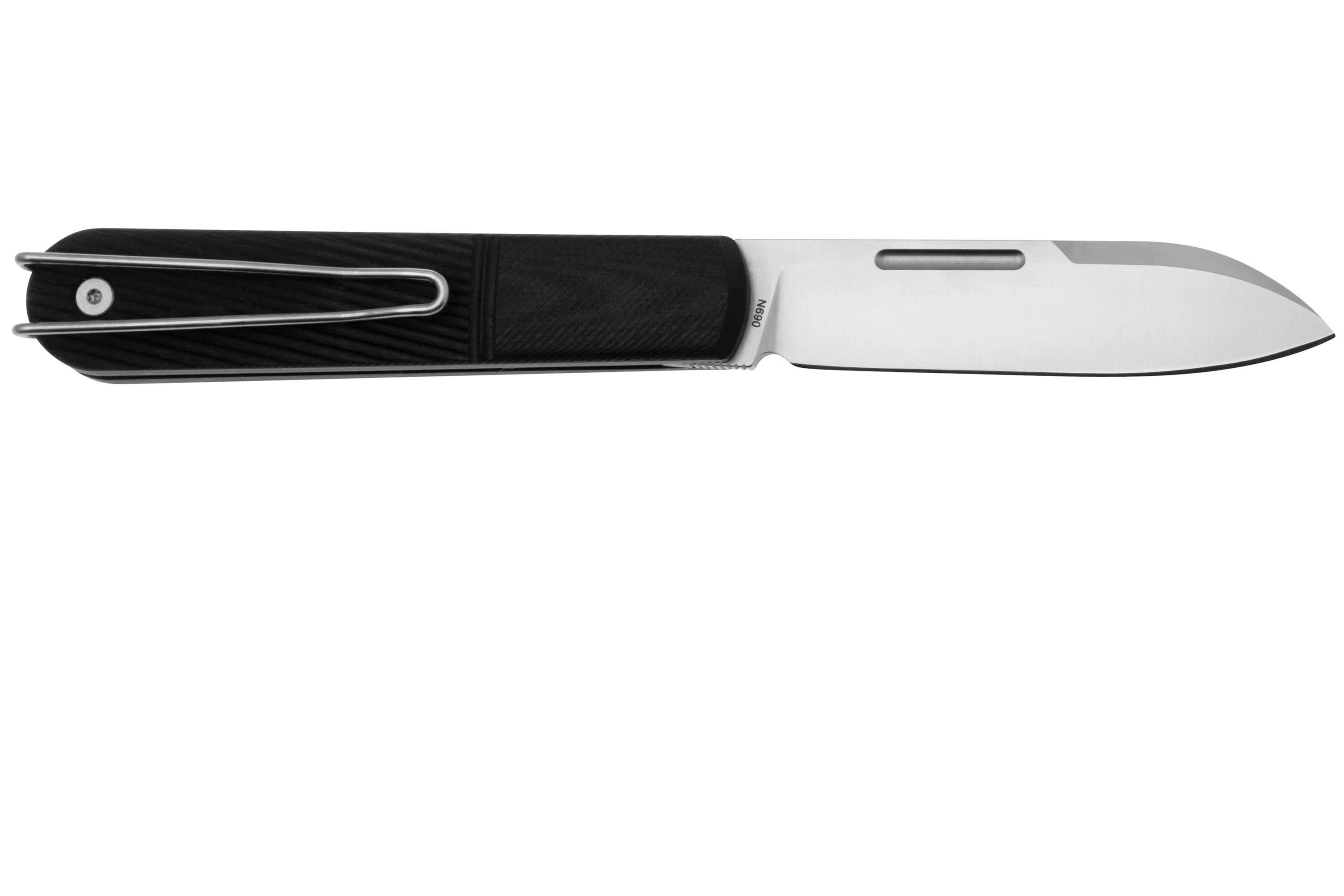 Real Steel Barlow RB5, 8021B Droppoint N690, Black G10, slipjoint ...