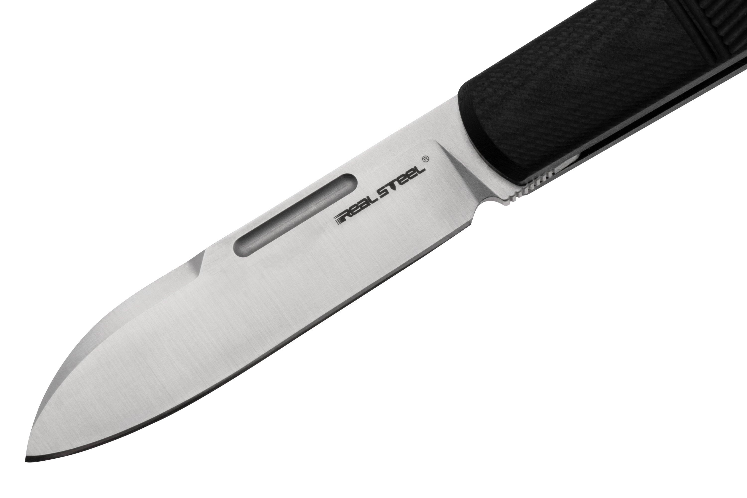Real Steel Barlow RB5, 8021B Droppoint N690, Black G10, slipjoint ...