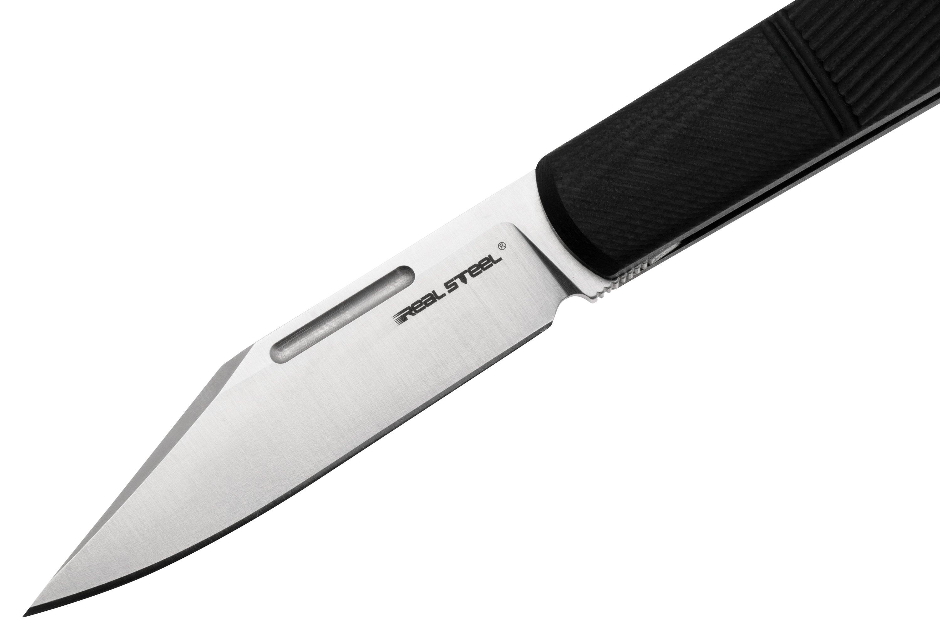 Real Steel Barlow RB5, 8022B Clippoint N690, Black G10, slipjoint ...