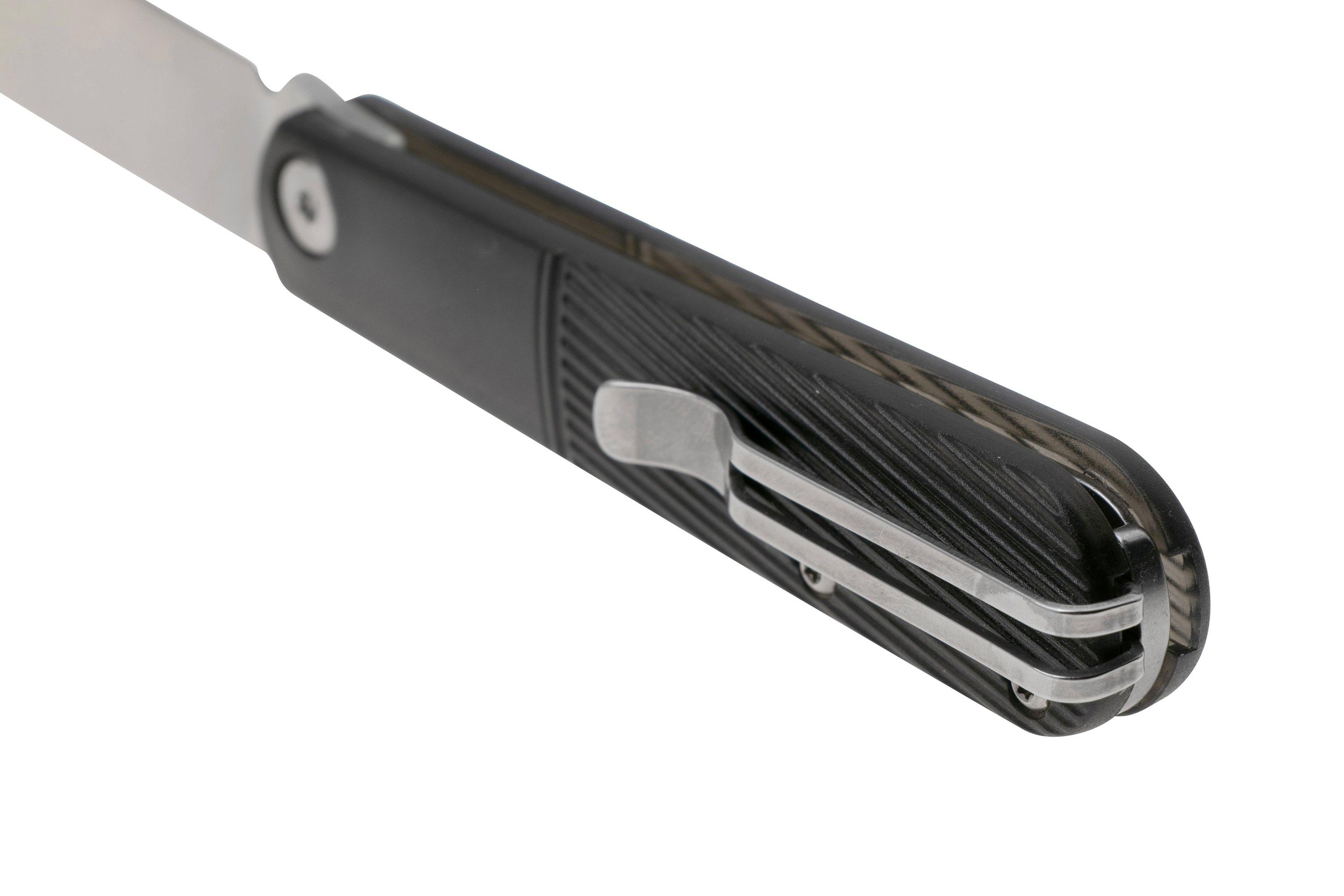 Real Steel Barlow RB1, 8041B Droppoint 12C27, Black PC, slipjoint pocket knife | Advantageously ...