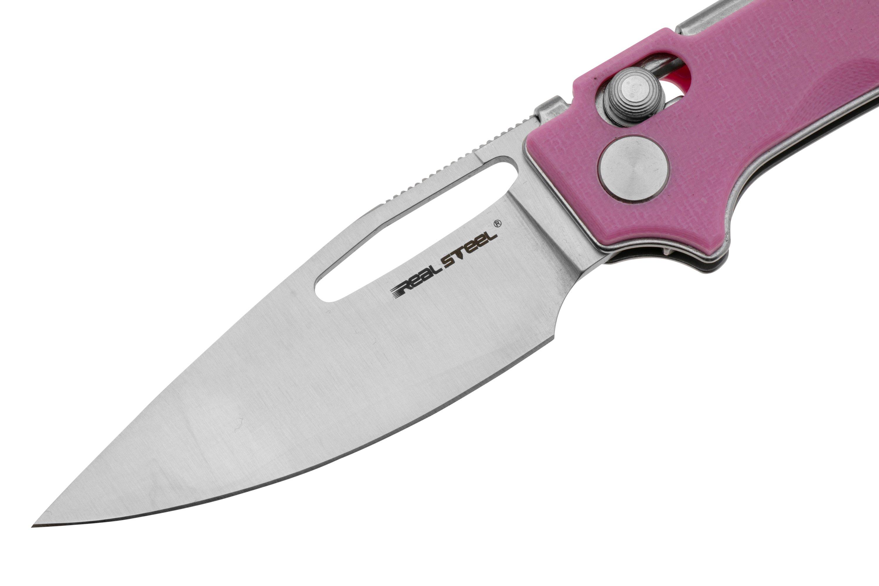 Real Steel Vis 8051PS Satin 12C27N, Pink G10, couteau de poche, Jakub ...