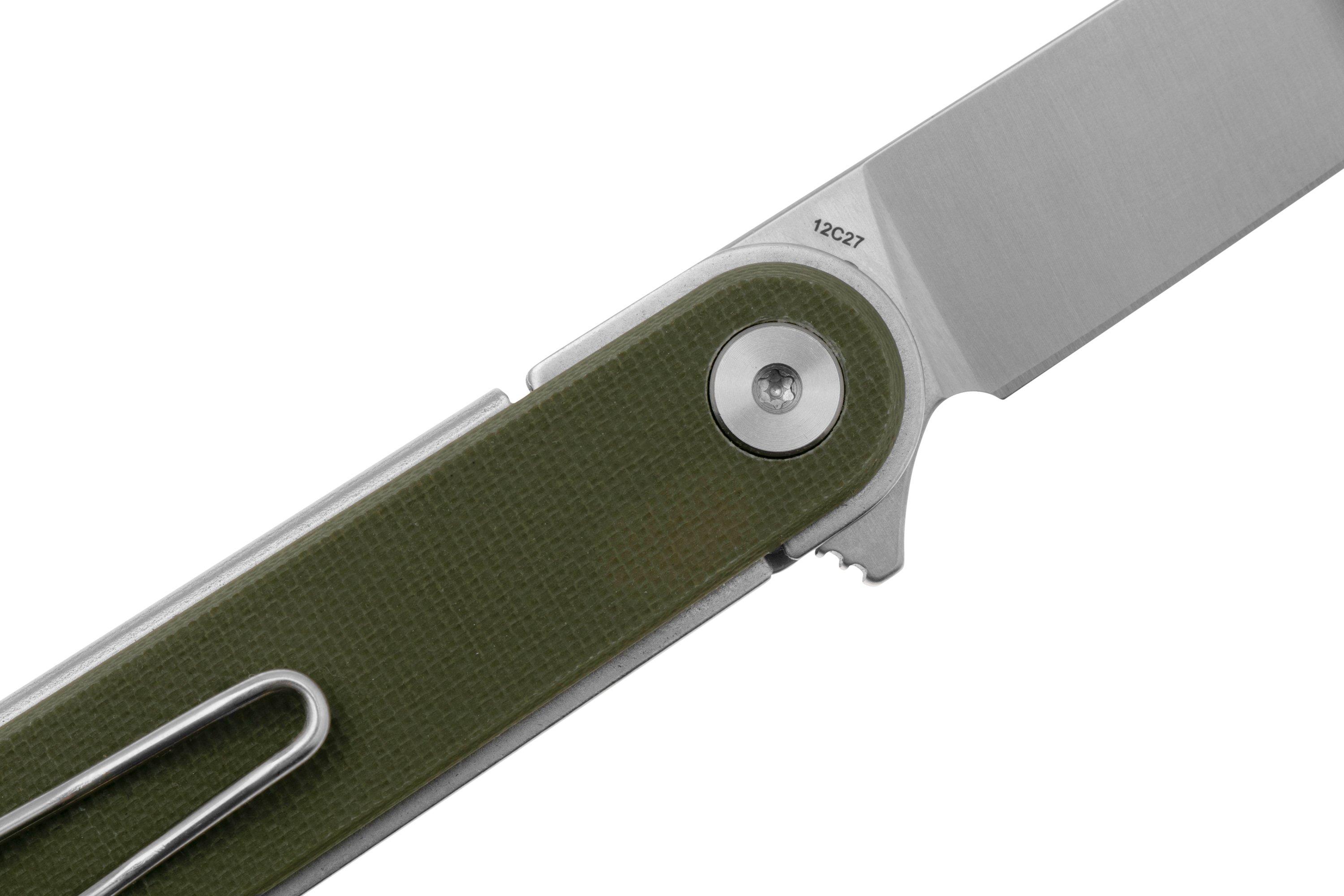 Real Steel Iris Flipper 8061AG Satin 12C27, OD Green G10, pocket knife | Advantageously shopping ...
