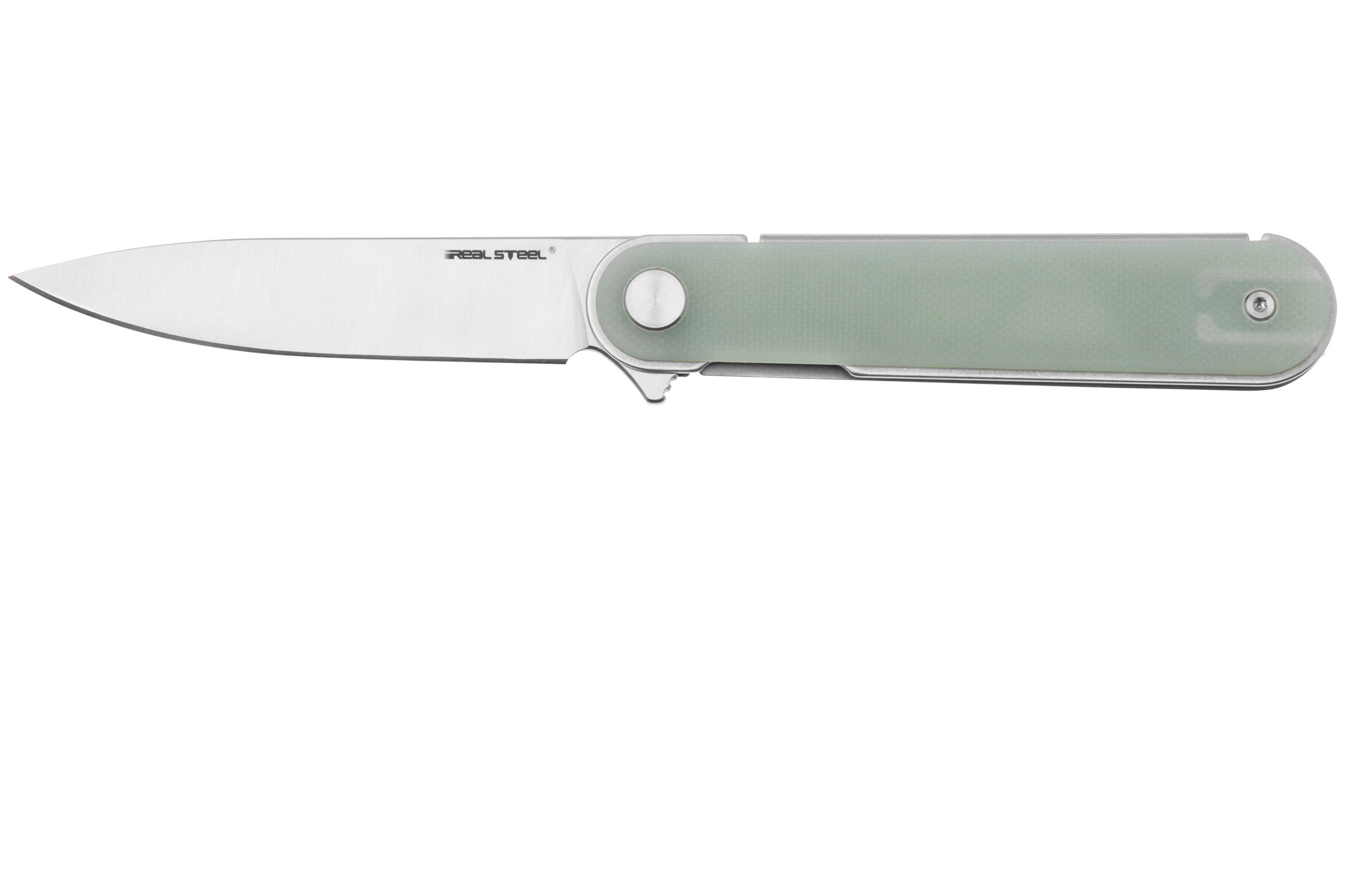 Real Steel Iris Flipper 8061AN Satin 12C27, Natural G10, pocket knife ...