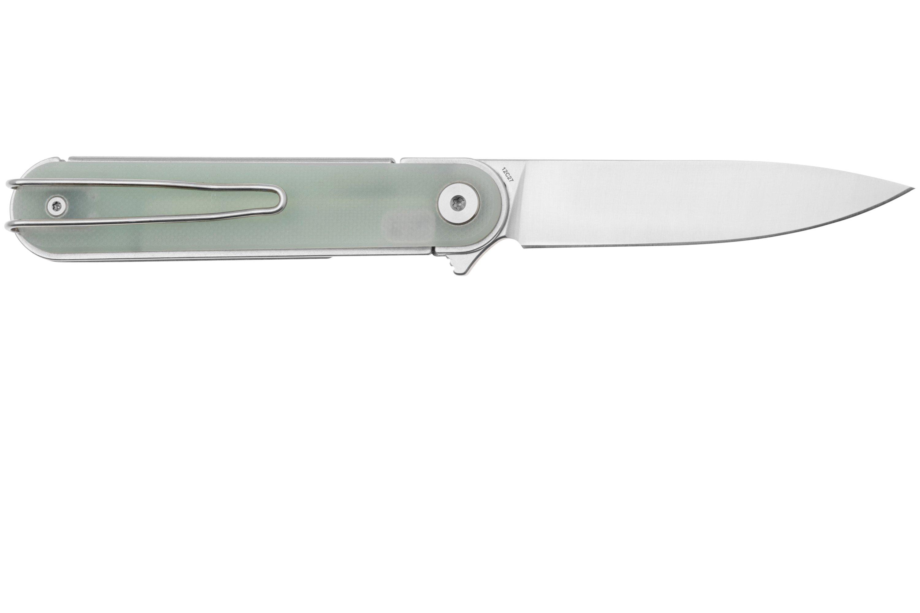 Real Steel Iris Flipper 8061AN Satin 12C27, Natural G10, pocket knife ...