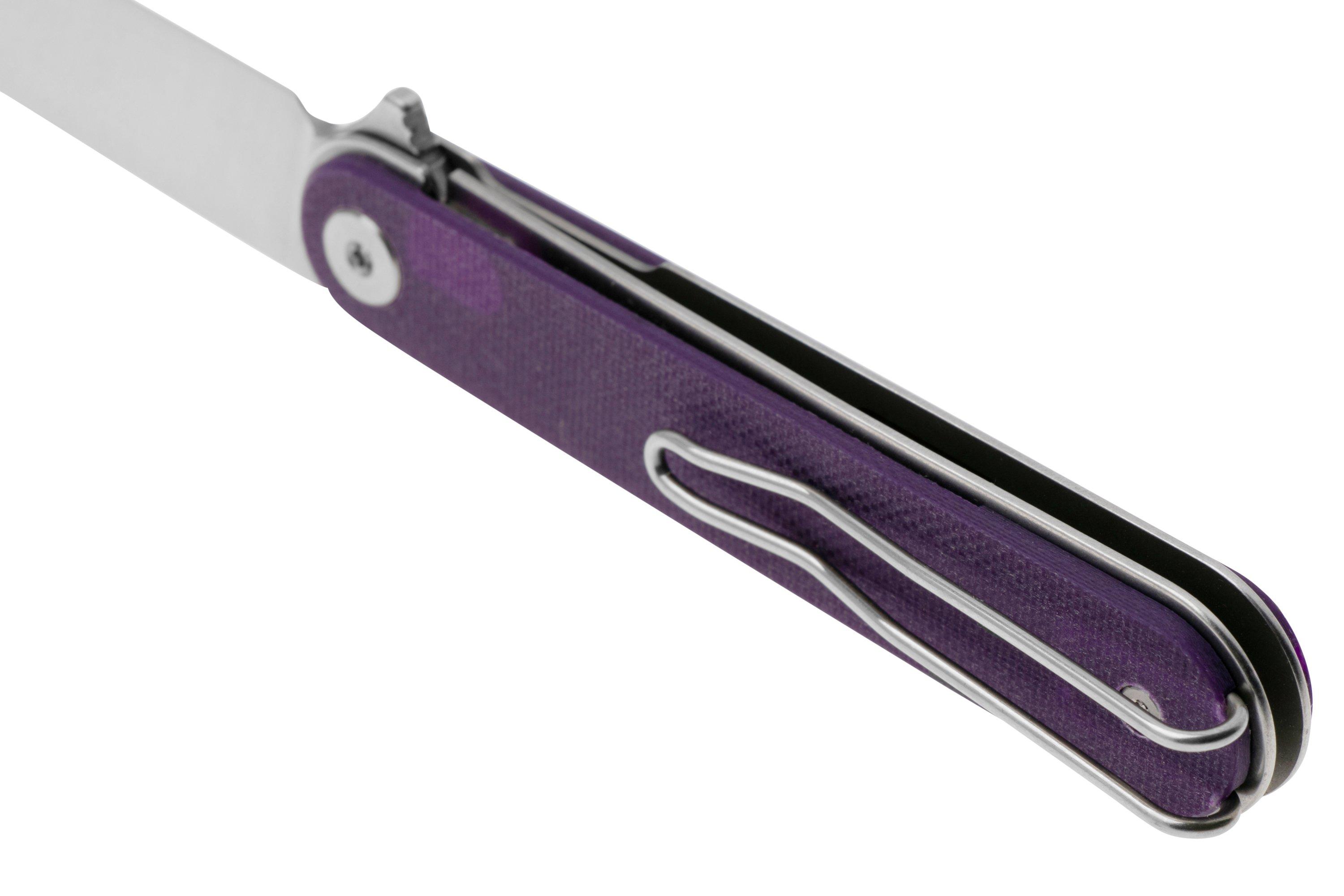 Real Steel Iris Flipper 8061AP Satin 12C27, Purple G10, navalha ...