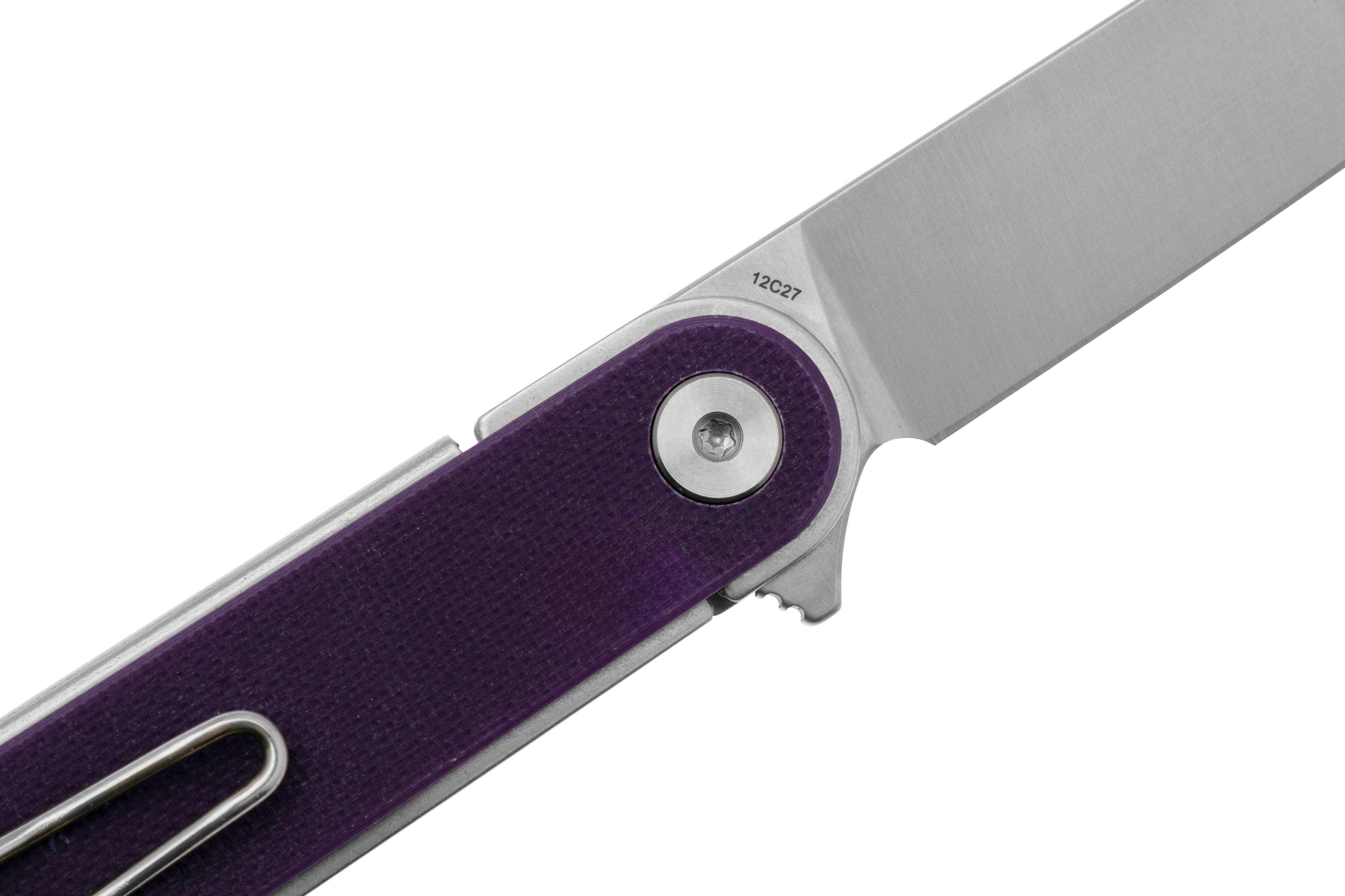 Real Steel Iris Flipper 8061AP Satin 12C27, Purple G10, pocket knife ...
