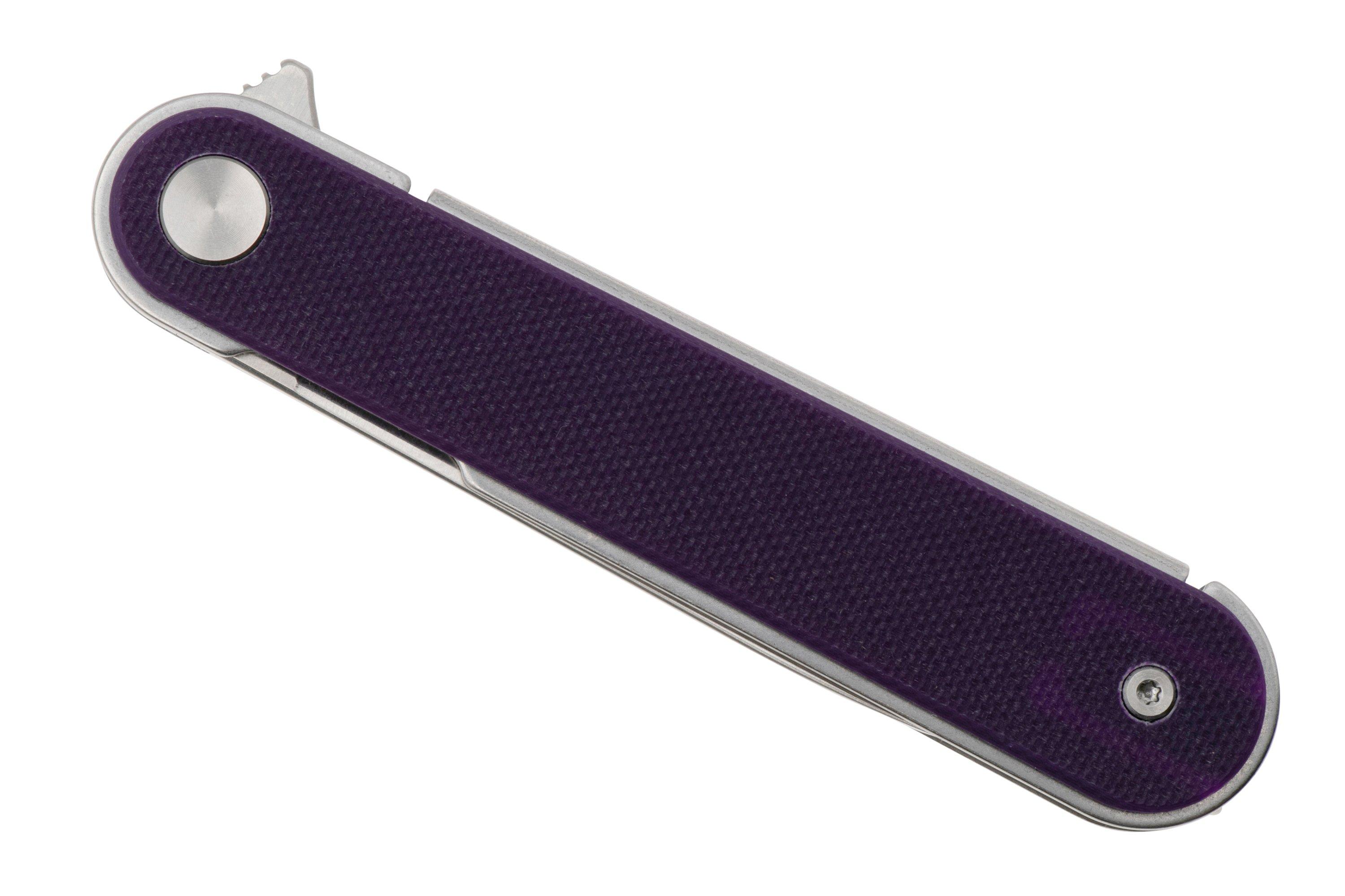 Real Steel Iris Flipper 8061AP Satin 12C27, Purple G10, pocket knife ...