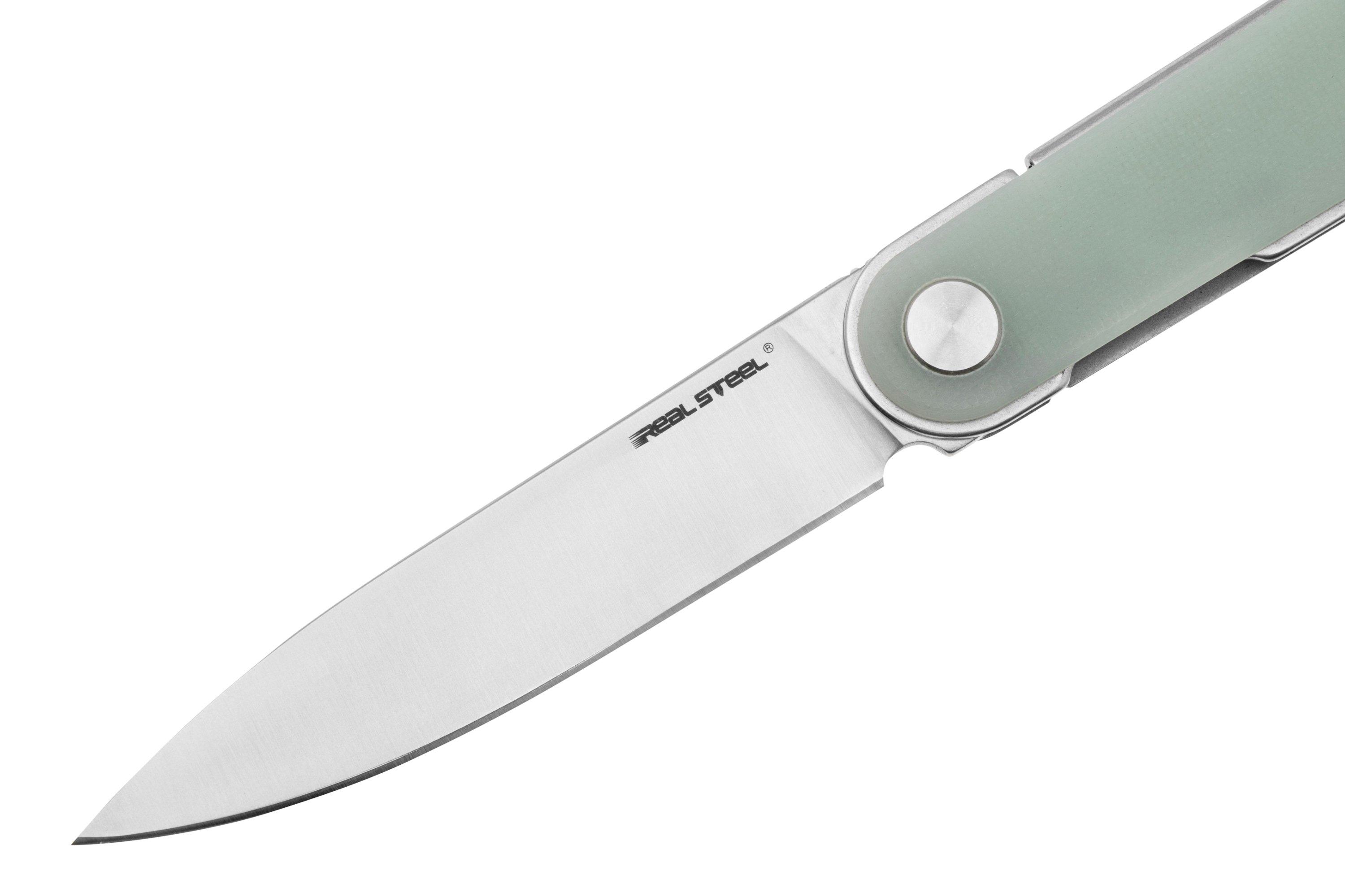Real Steel Iris Front Flipper 8061BN Satin 12C27, Natural G10, pocket ...