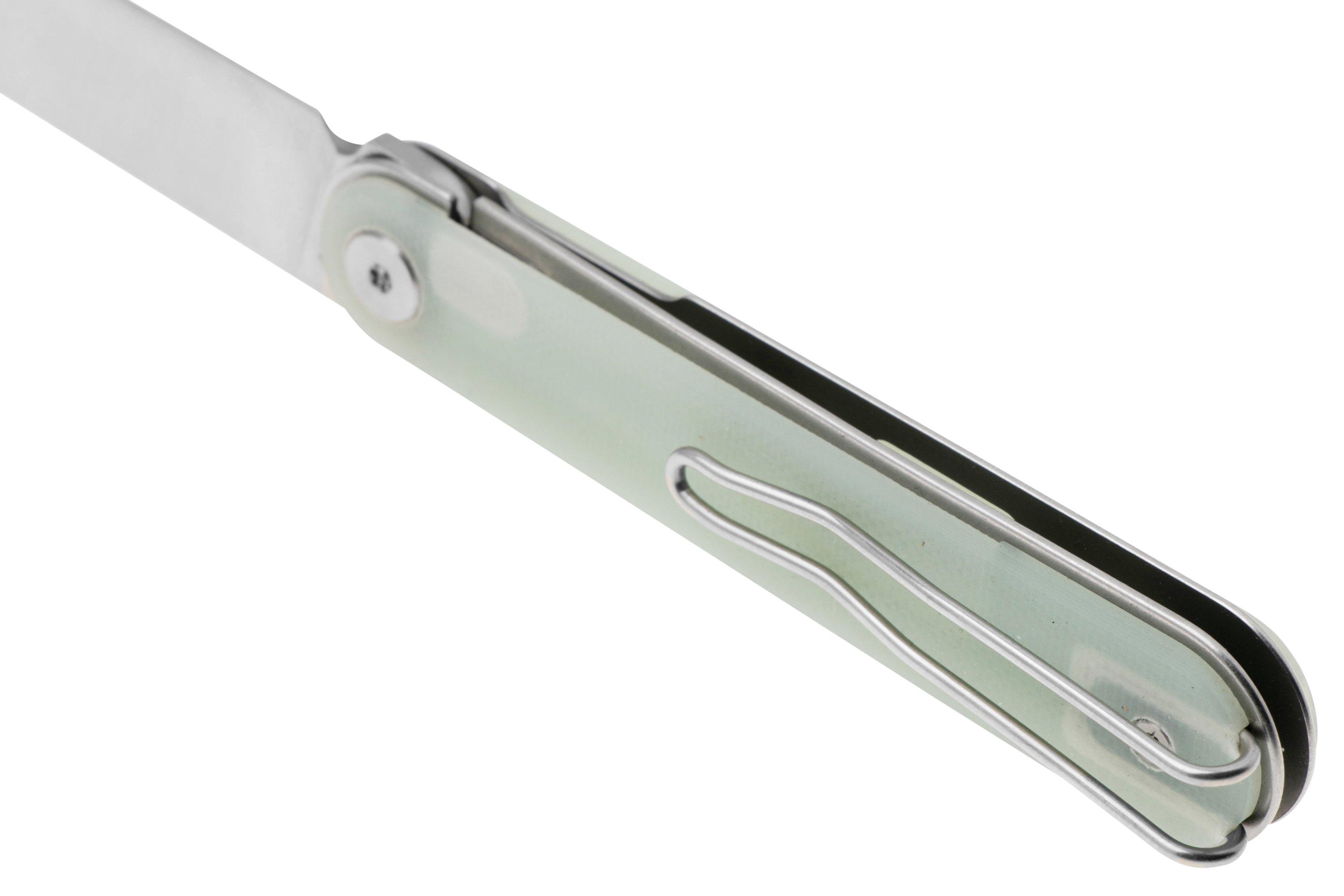 Real Steel Iris Front Flipper 8061BN Satin 12C27, Natural G10, pocket knife | Advantageously ...