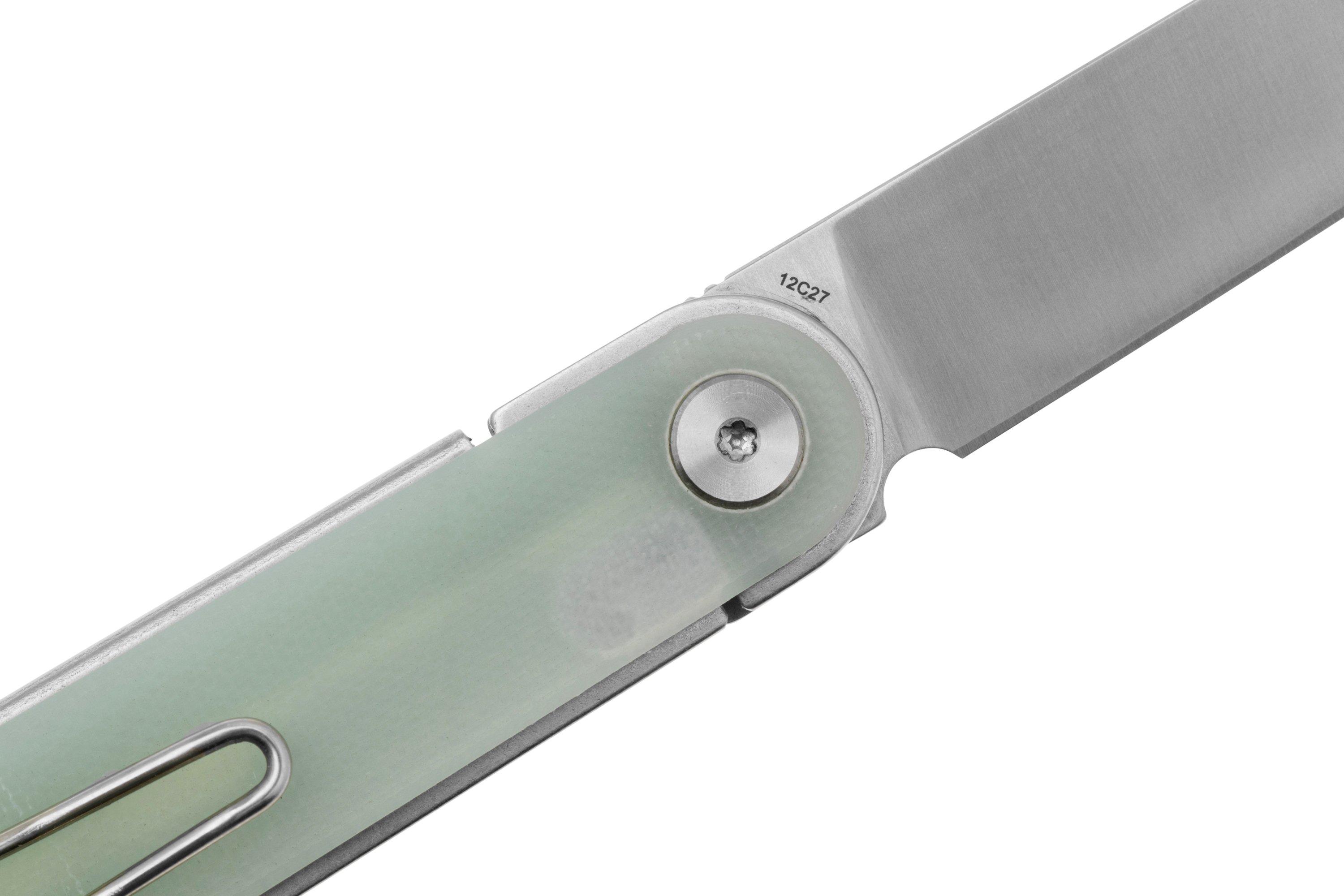 Real Steel Iris Front Flipper 8061BN Satin 12C27, Natural G10, pocket ...